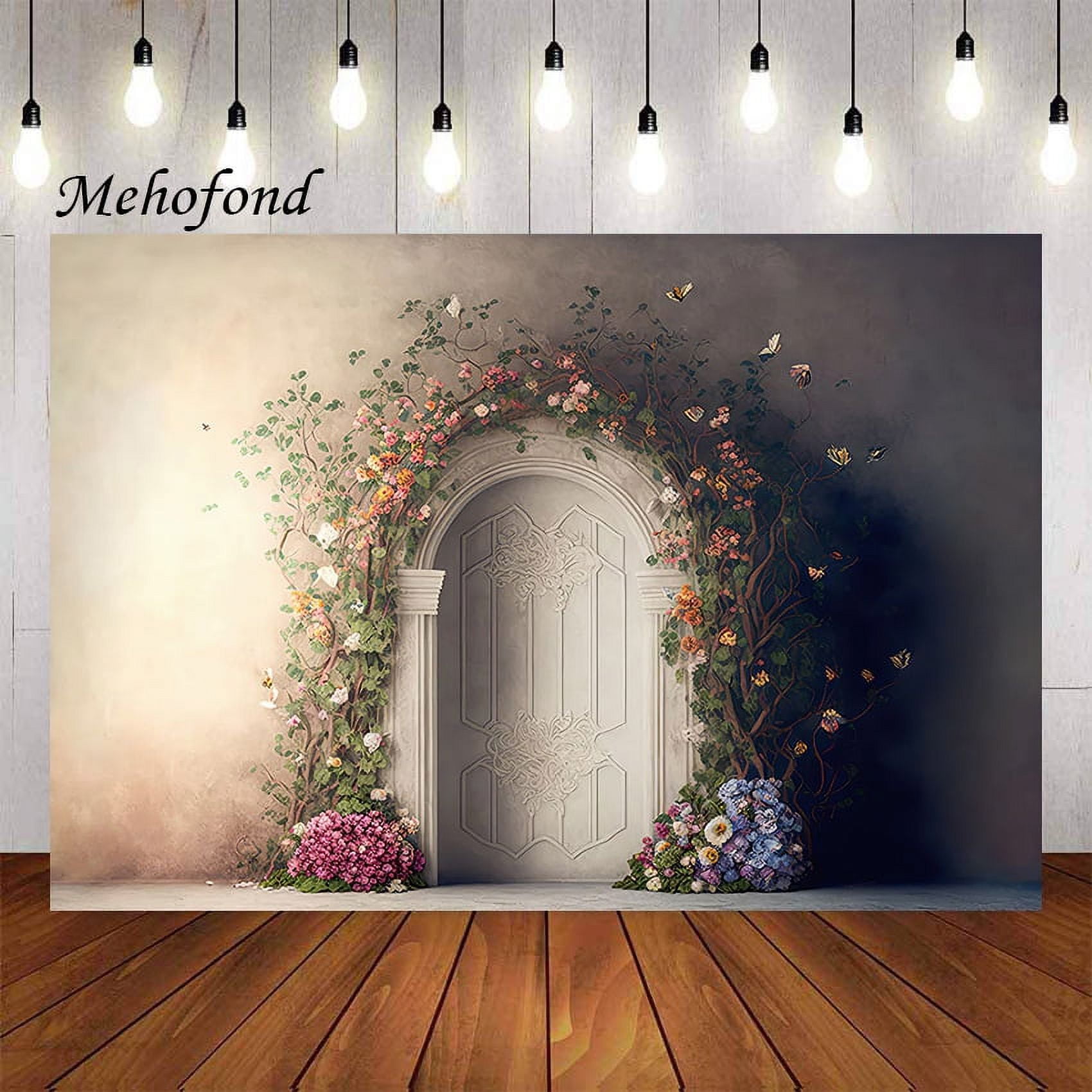 Vintage Wooden Door Floral Butterfly Girls Birthday Party Portrait r ...