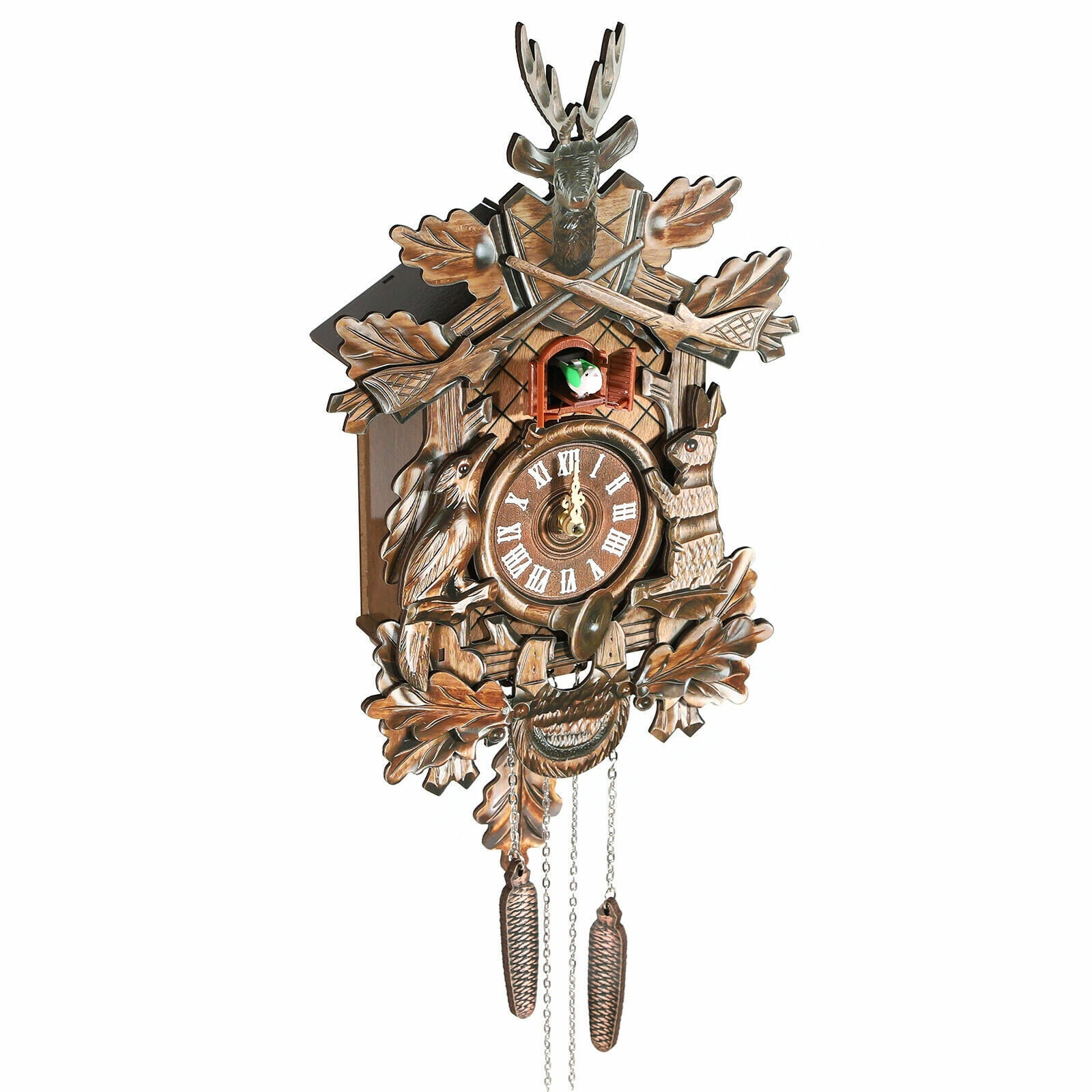 Vintage Wooden Hunter Clock Living Room Home Decor Wall Clock Cuckoo ...