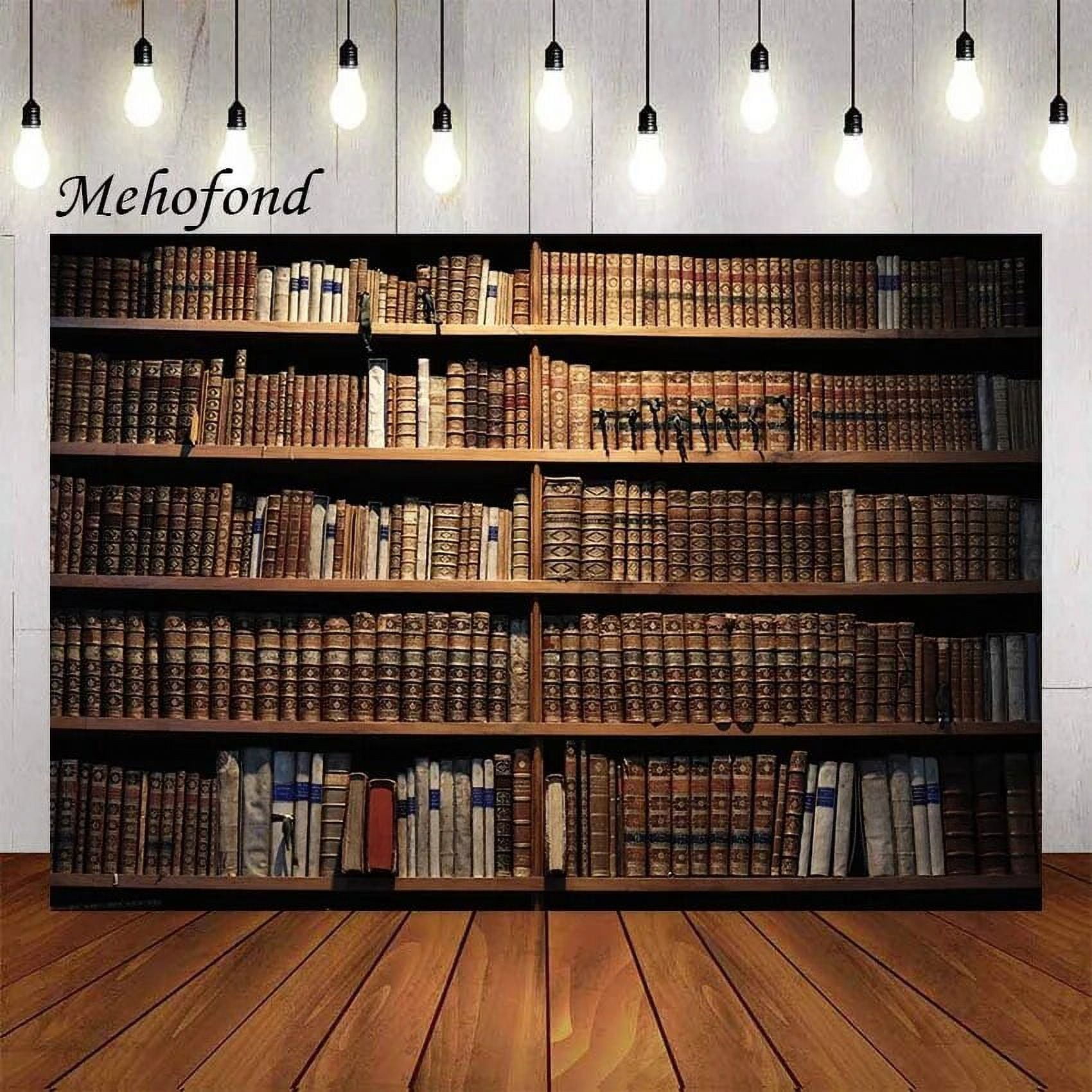 Vintage Wooden Library Bookshelf Graduation Party Kid Adult Portrait r ...