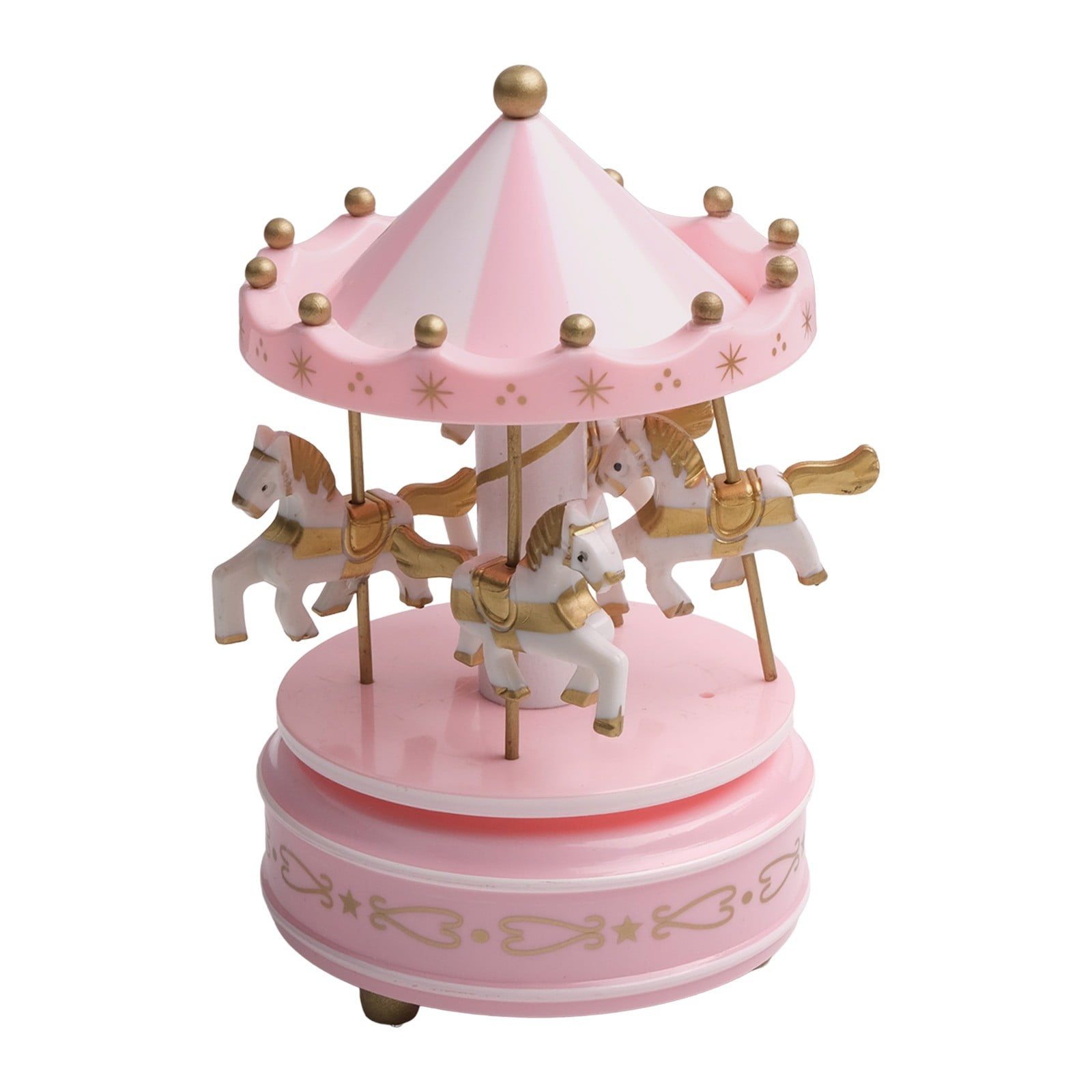 Vintage Wooden Merry Go Round Carousel Music Box With Rotating Horses ...