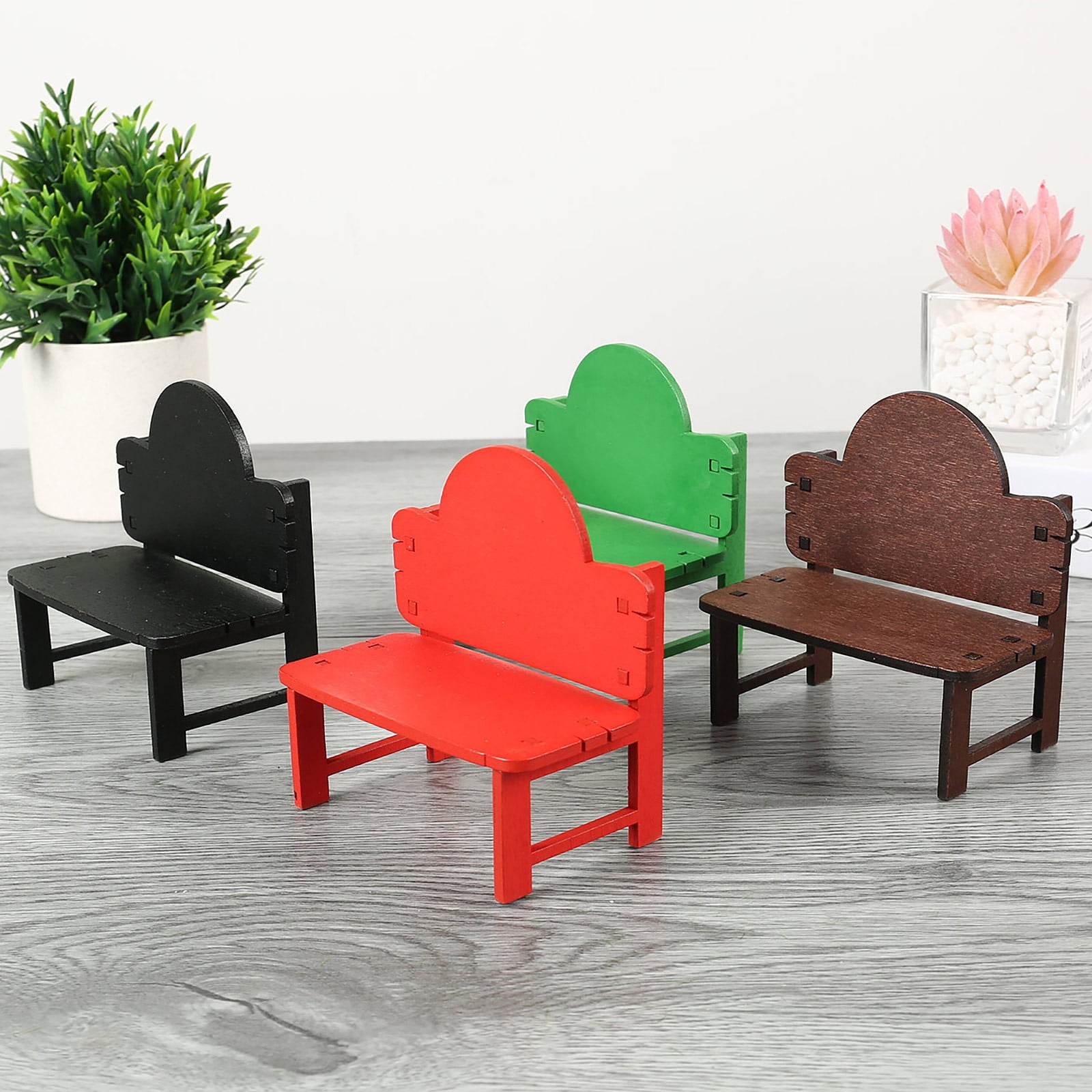 Vintage Wooden Mini Chair Desktop Ornament - Retro Home Decor Craft ...