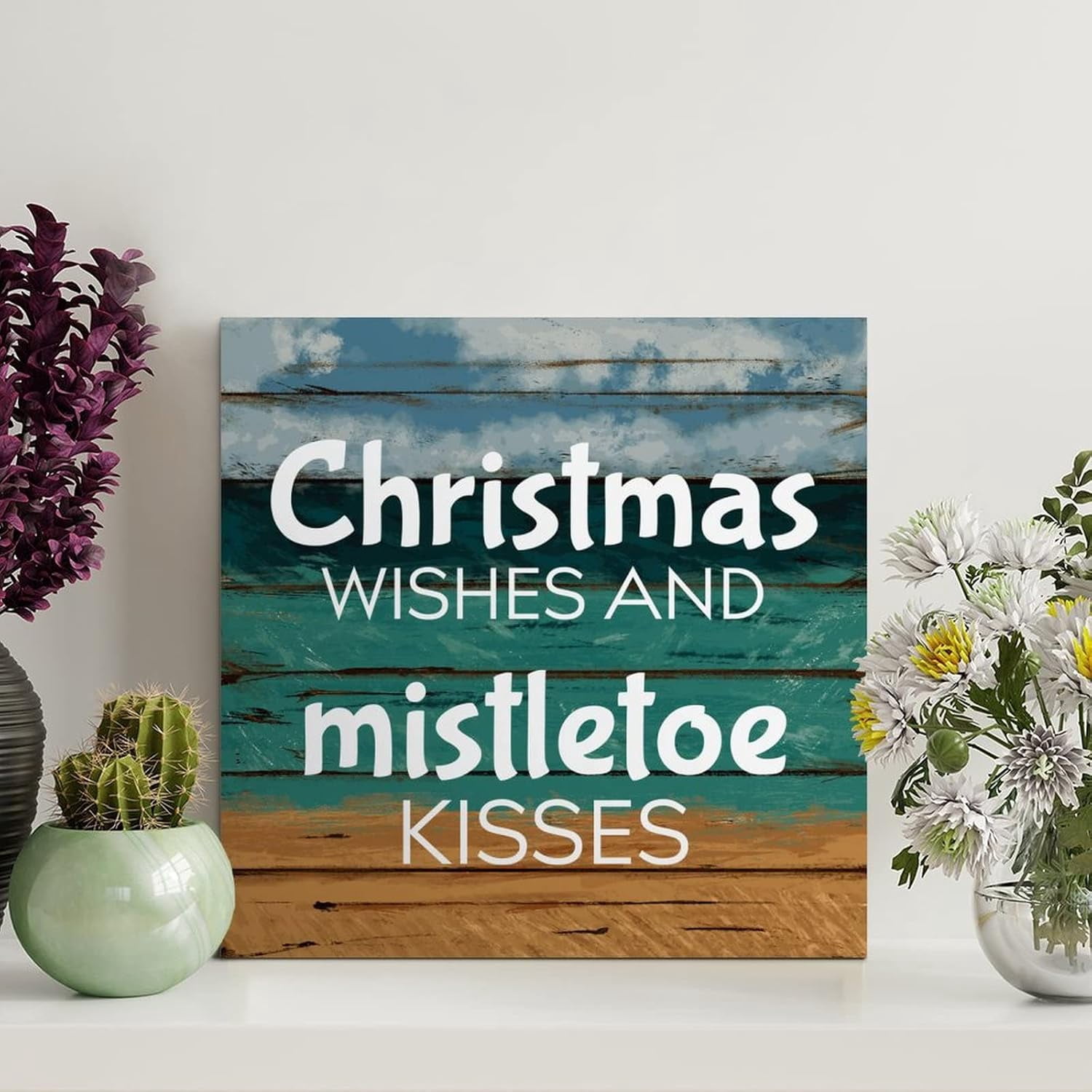 Vintage Wooden Pallet Sign Christmas Wishes And Mistletoe Kisses Wood ...