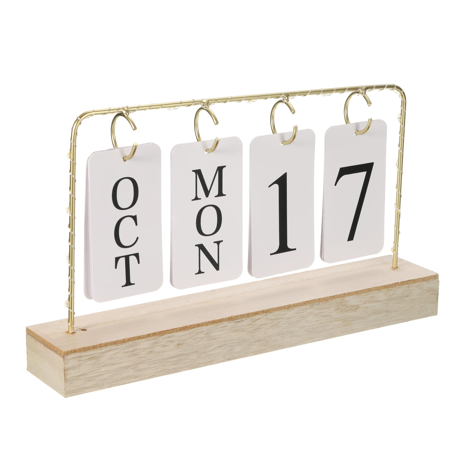 Vintage Wooden Perpetual Calendar Desk Flip Calendar with Light Turn ...