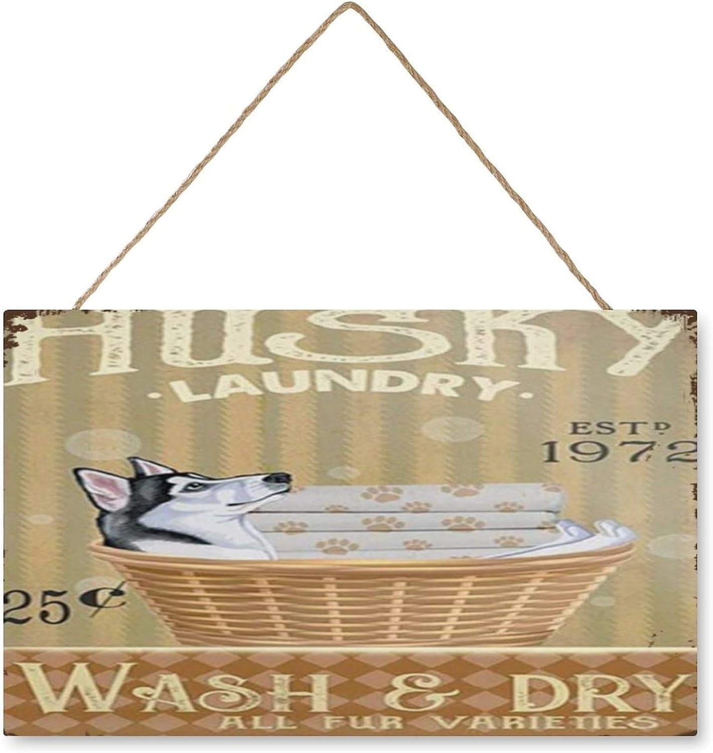 Vintage Wooden Signs Laundry Vintage Husky Dog Wash Dry All Fur ...