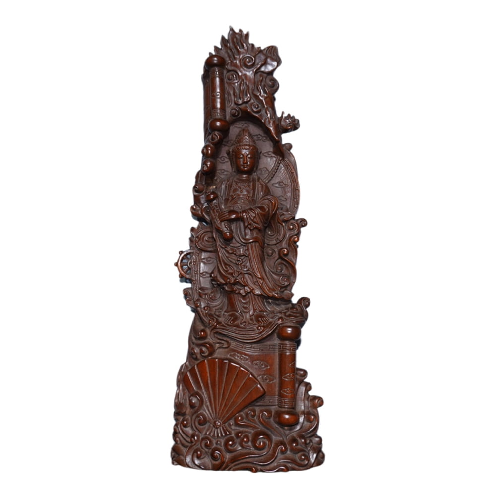 Vintage Wooden Statue Hand Carved Sculpture Kwan Yin Guanyin Figurine ...