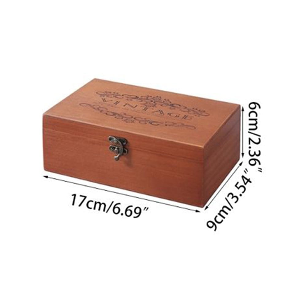 Vintage Wooden Storage Box with Lock Keepsake Treasure Chest for ...