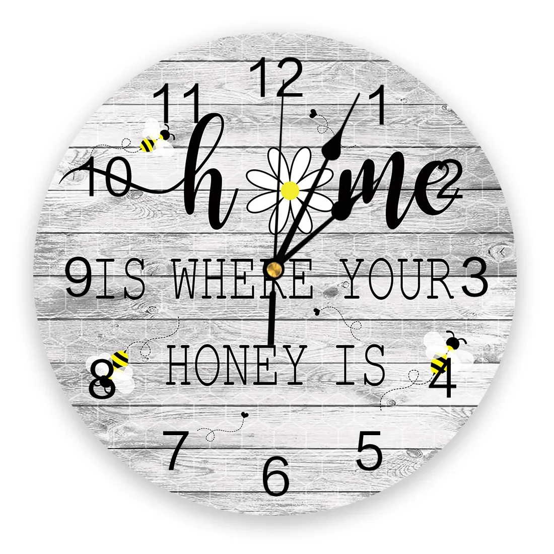 Vintage Wooden Texture Daisy Beehive Bee Wall Clock Modern Design ...