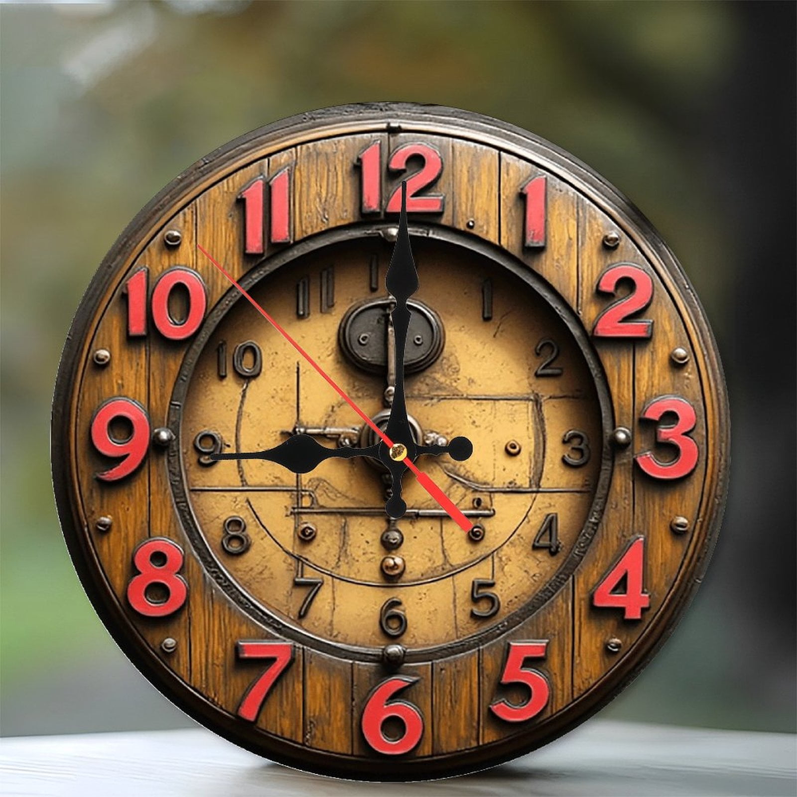Vintage Wooden Wall Clock Steampunk Style Home Decor 10-Inch Silent ...