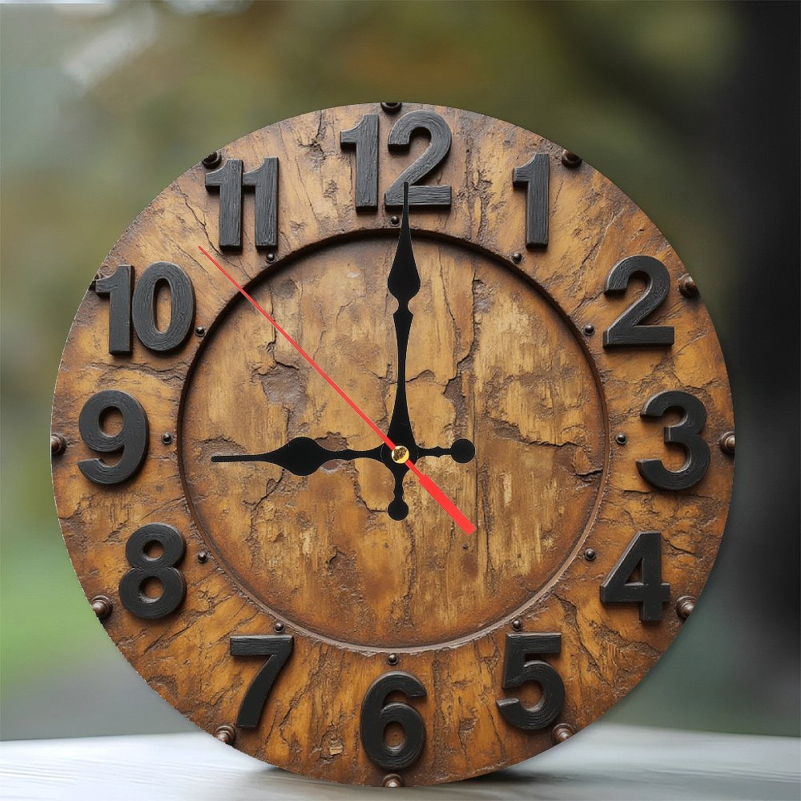 Vintage Wooden Wall Clock with Large Numbers 10-Inch Silent Wooden Wall ...