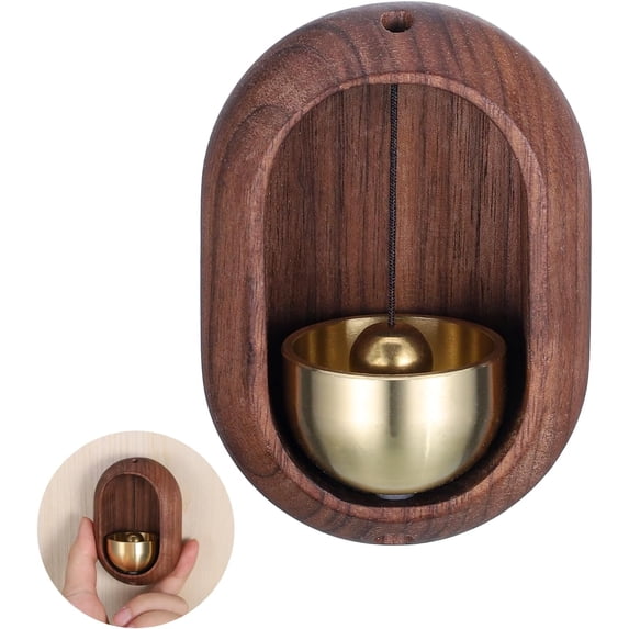 Vintage Wooden Wind Chime Doorbell with Brass Bell Door Chime, Wireless ...