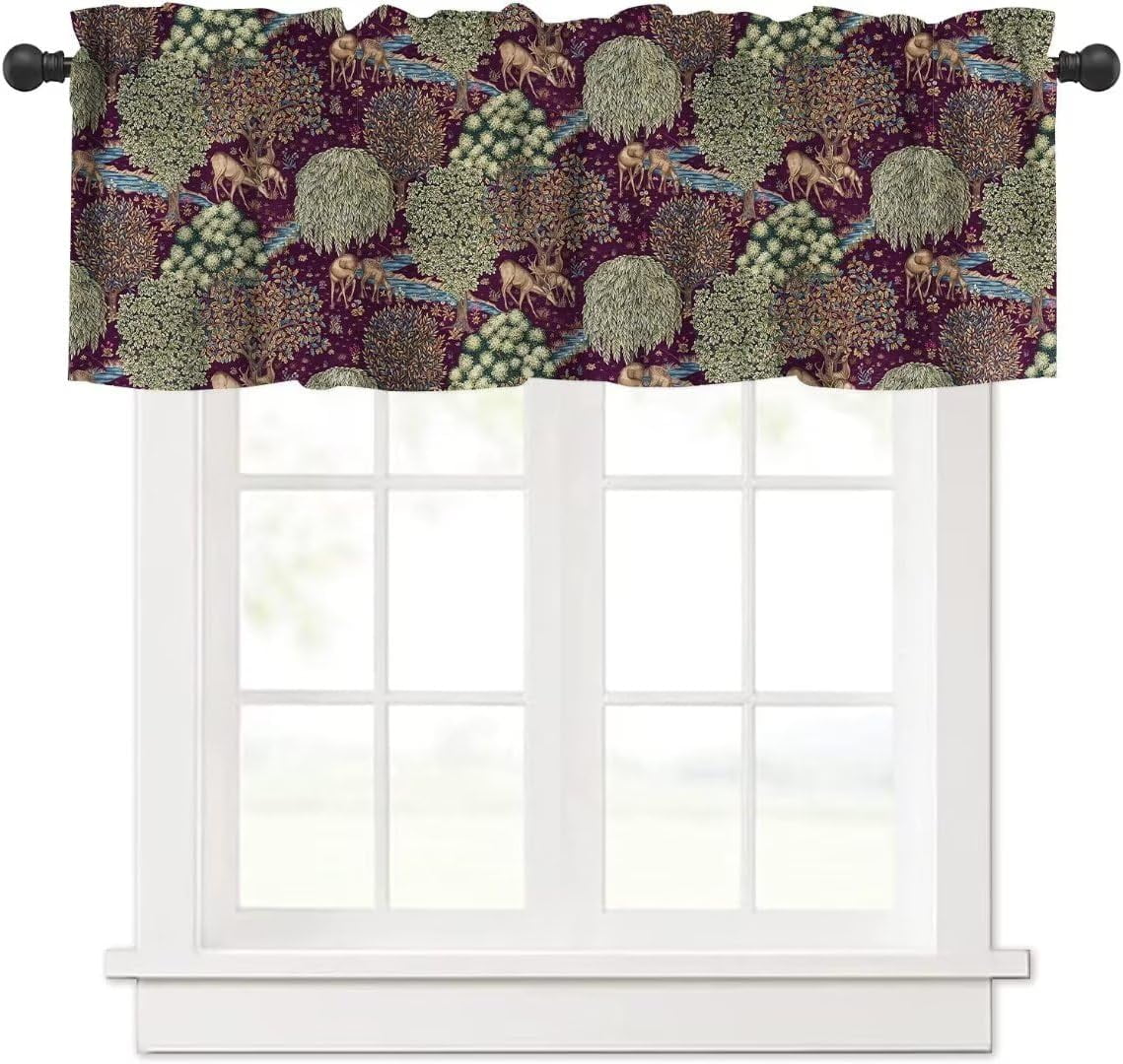 Vintage Woodland Animals Window Valance Curtain, William Morris Retro ...