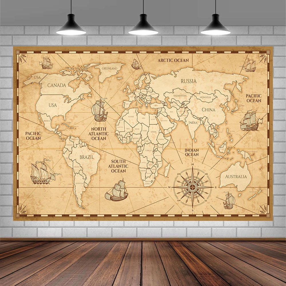 Vintage World Map Backdrop Globe Travel Backdrop Earth Map Adventure ...