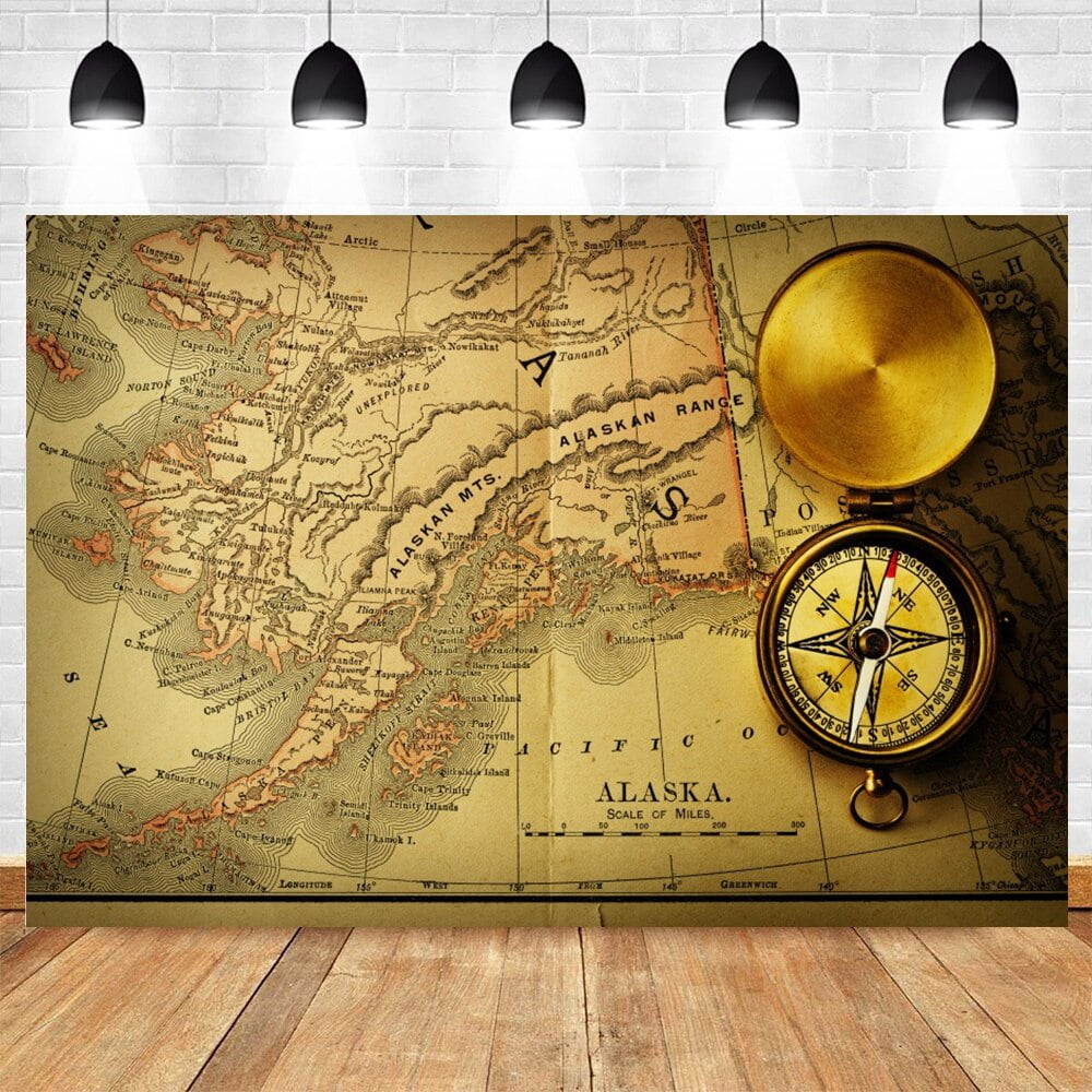 Vintage World Map Backdrop Pirate Airplane Compass World Travel Kids ...