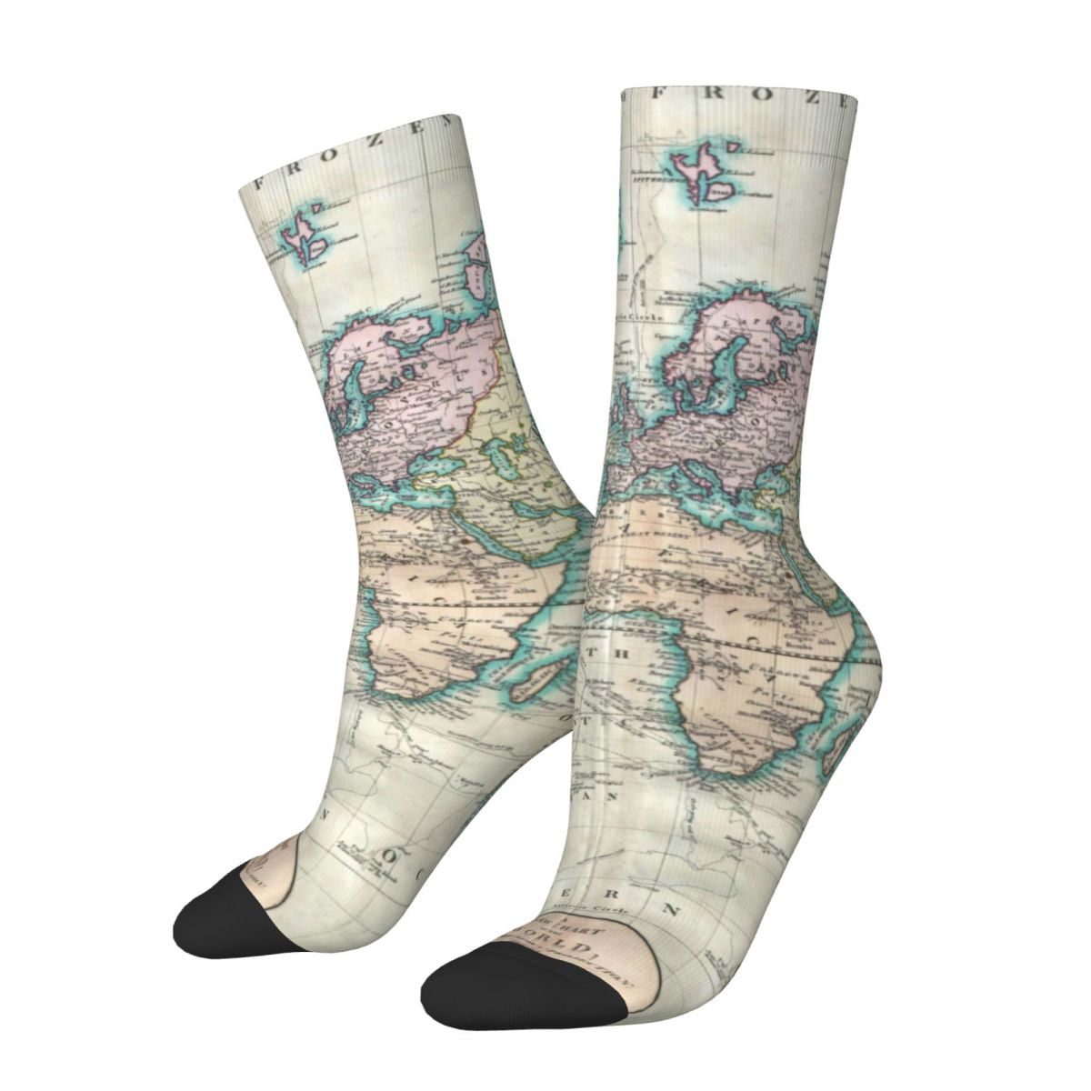 Vintage World Map Socks Spring Countries Cities Roads Stockings Funny ...