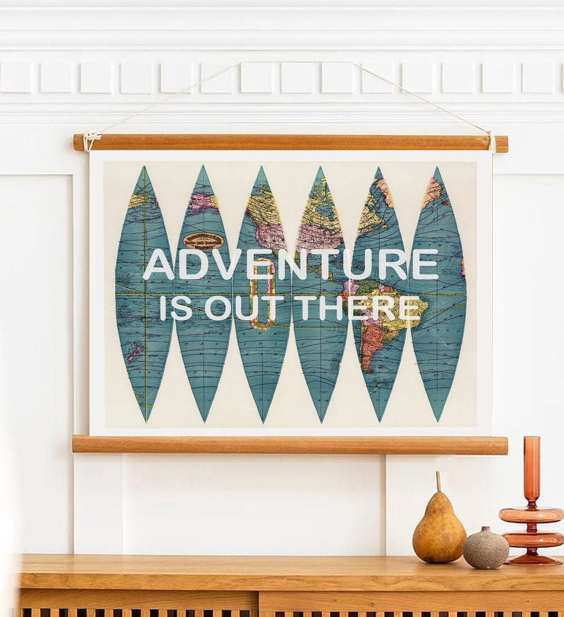 Vintage World Map Wall Art, World Map, Adventure Print, Geography, Map ...