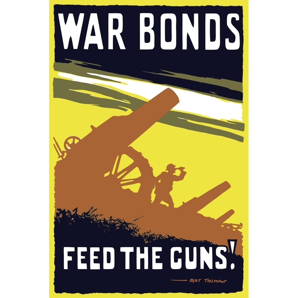 Vintage World War I poster featuring soldiers operating an artillery ...