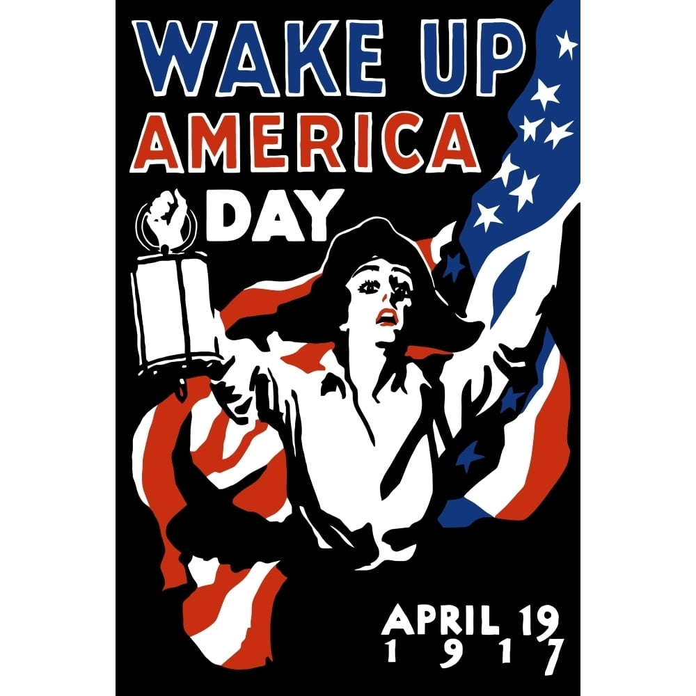 Vintage World War I poster of a minuteman holding a lantern Poster ...