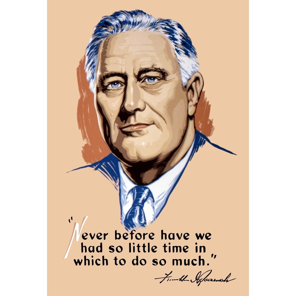 Vintage World War II artwork of President Franklin Delano Roosevelt ...