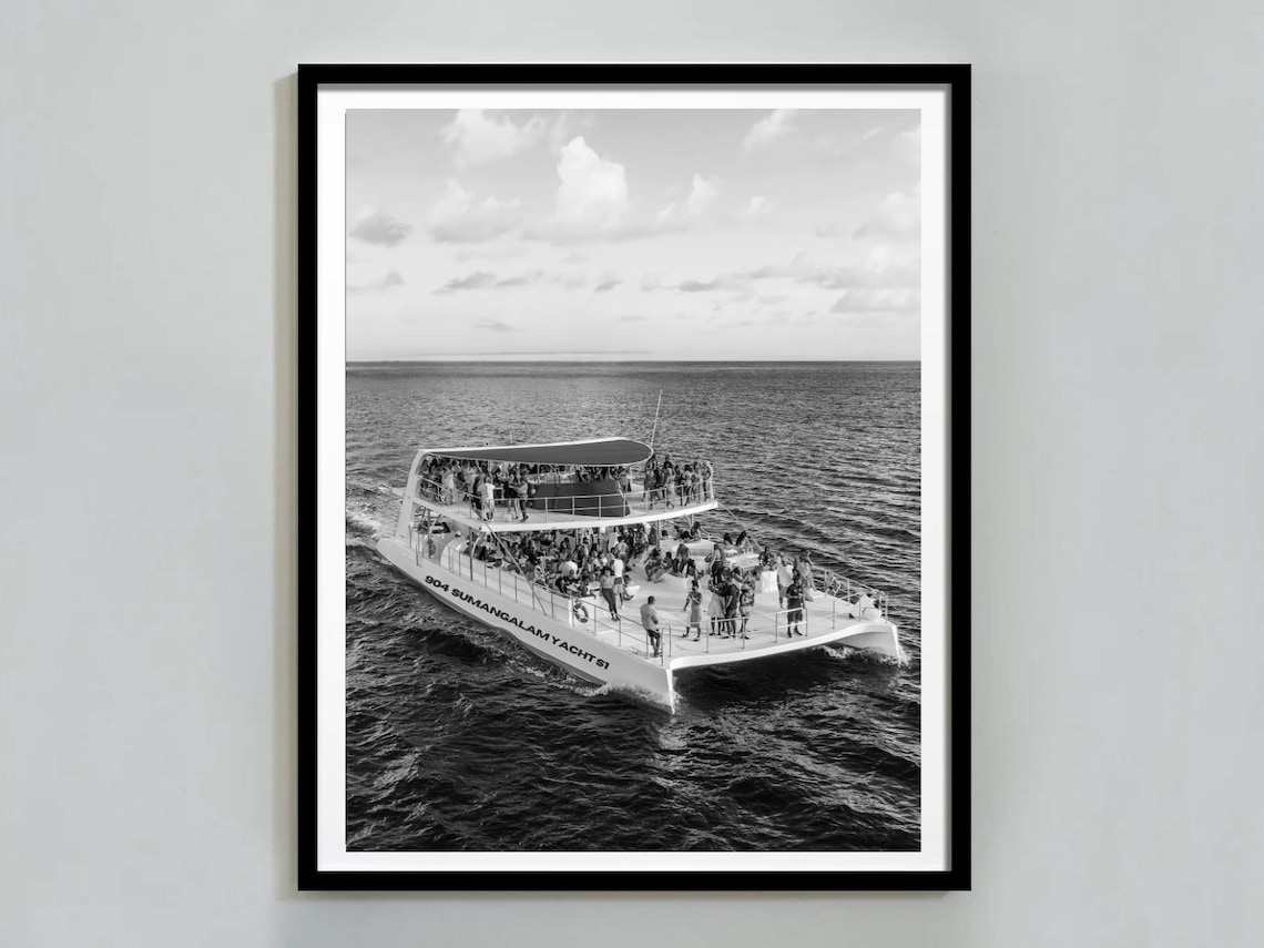 Vintage Yacht Poster, Black And White Ocean Art, Yacht Wall Art ...