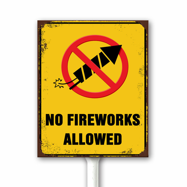 Vintage Yard Sign, No Fireworks Allowed Sign, No Fireworks Yard Sign ...