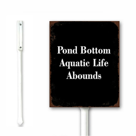 Vintage Yard Sign Pond Bottom - Aquatic Life Abounds Black Metal Sign ...
