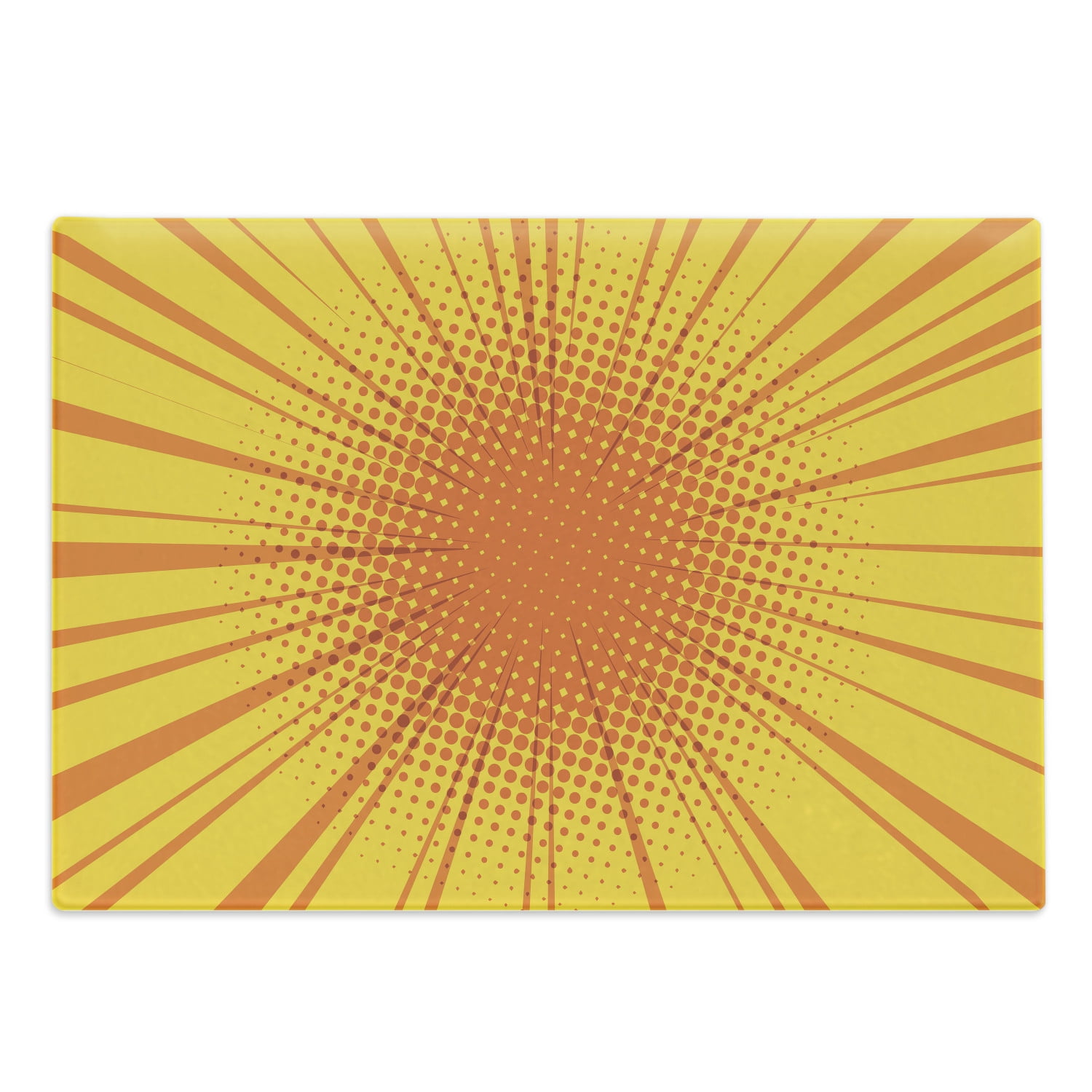 Vintage Yellow Cutting Board, Sun Burst with Halftone Effect Comic Book ...