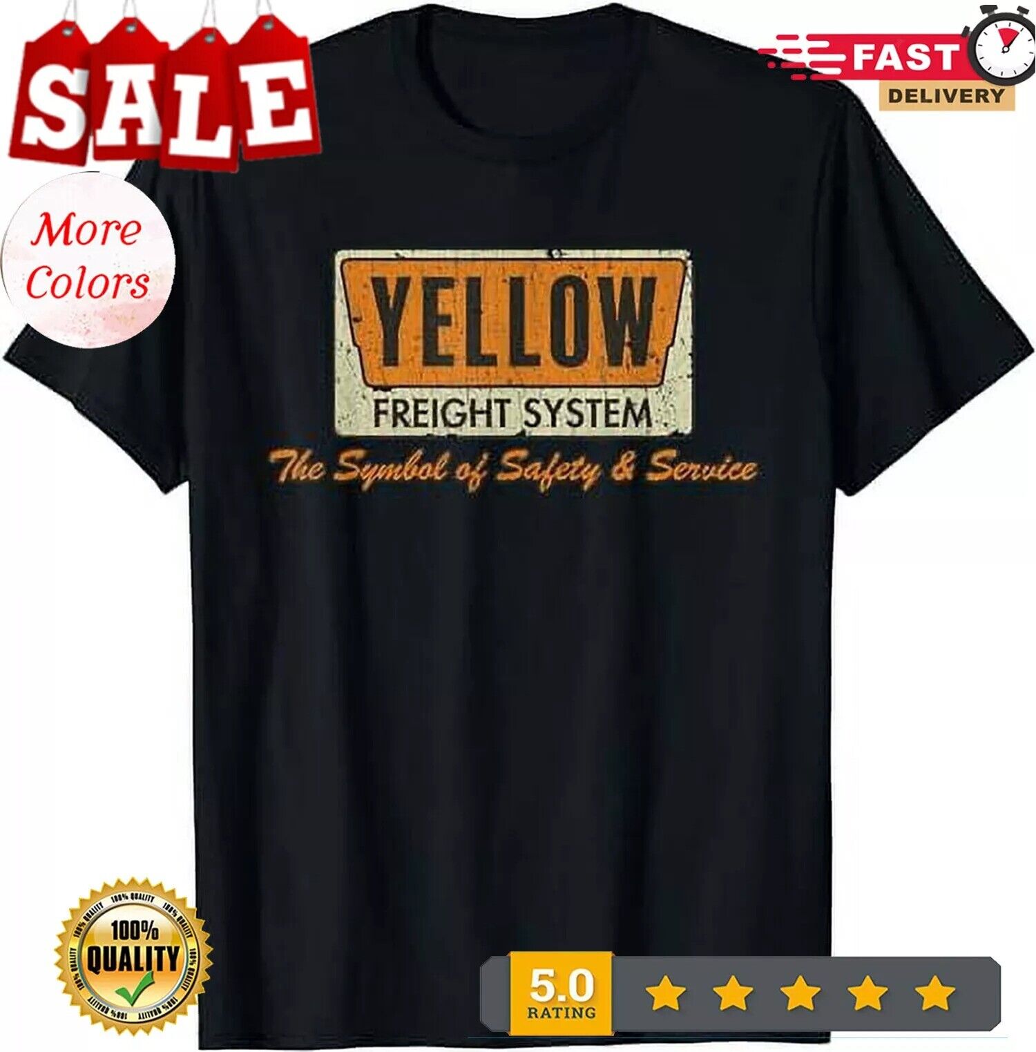 Vintage Yellow Freight Symbol of Safety 1968 - Truck Driver T-Shirt ...