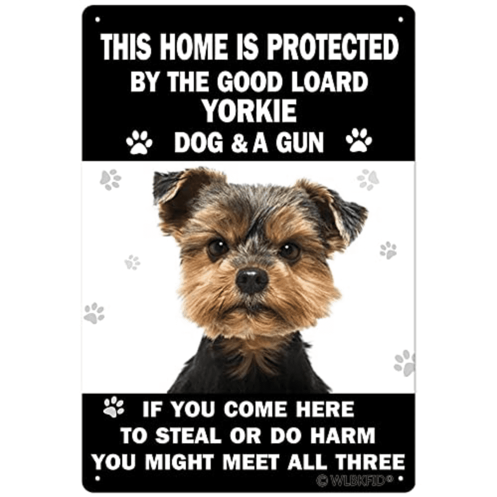 Vintage Yorkshire Terrier Service Sign Tin Plaque Dog Warning Painting ...