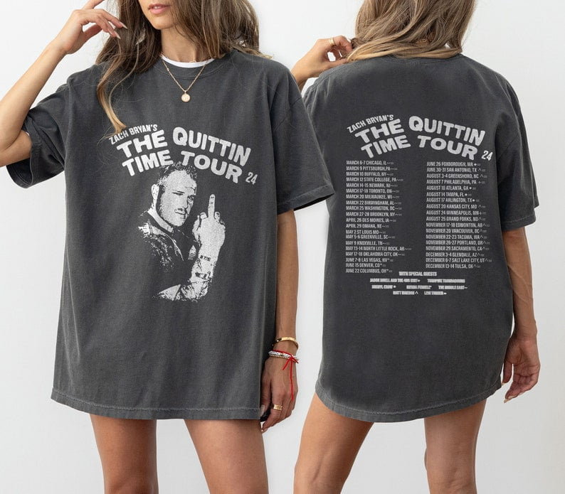 Vintage Zach Bryan The Quittin Time Tour 2024 Shirt, Zach Bryan The ...