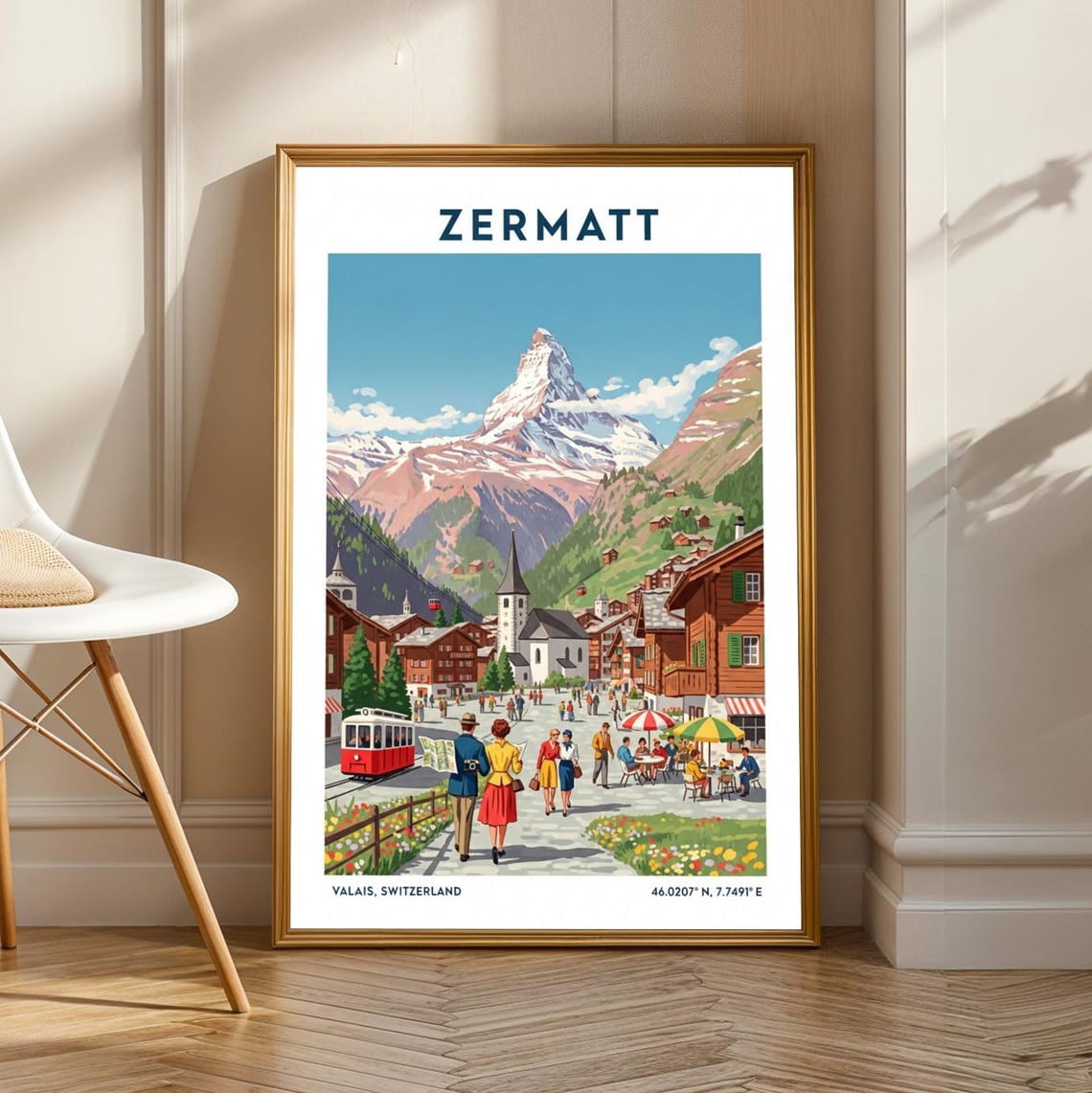 Vintage Zermatt Matterhorn Poster: Swiss Travel Art Print, Unframed ...