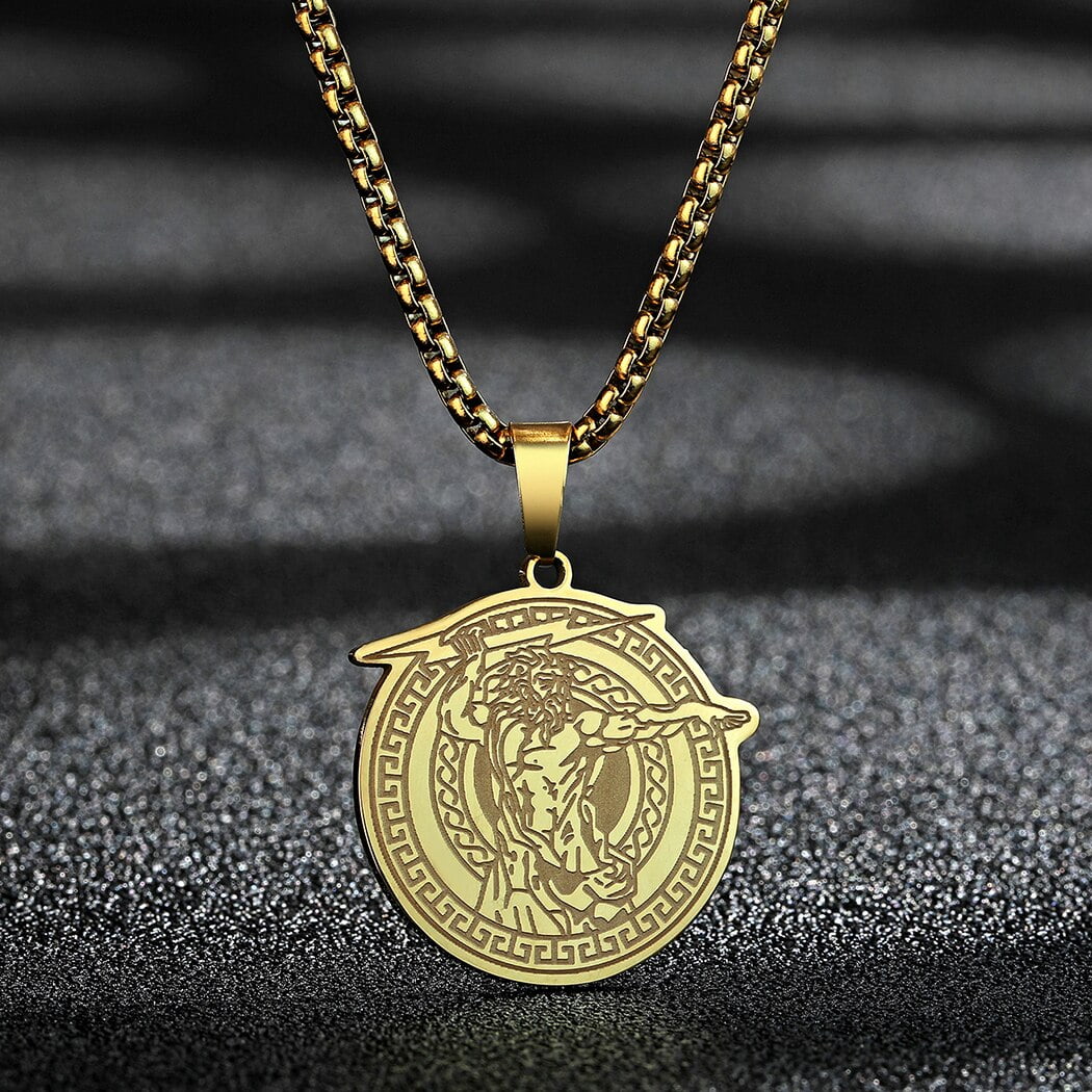 Vintage Zeus Stainless Steel Necklace Greek Mythology Sky Thunder God ...
