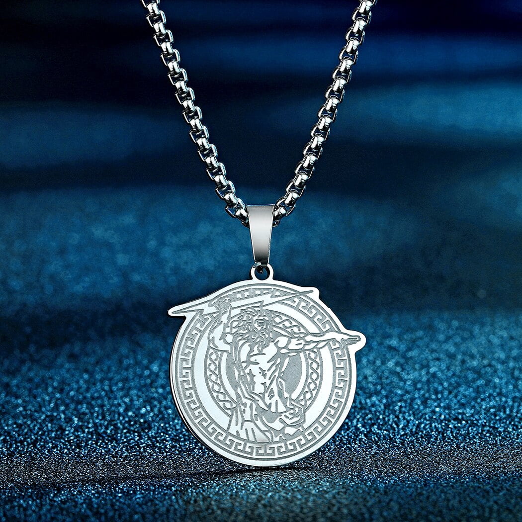 Vintage Zeus Stainless Steel Necklace Greek Mythology Sky Thunder God ...