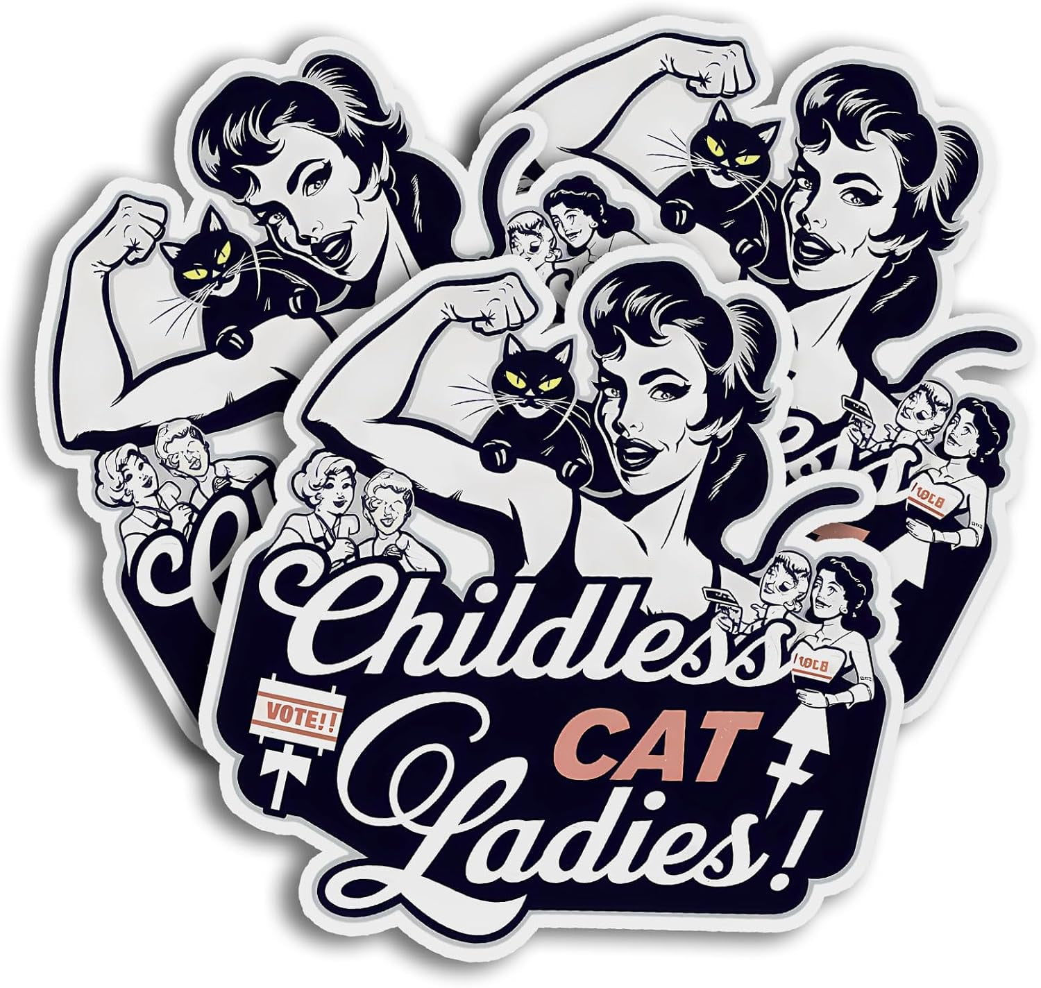 Vintage and Cute Childless Cat Ladies Vote Perfect for Voting Decal ...