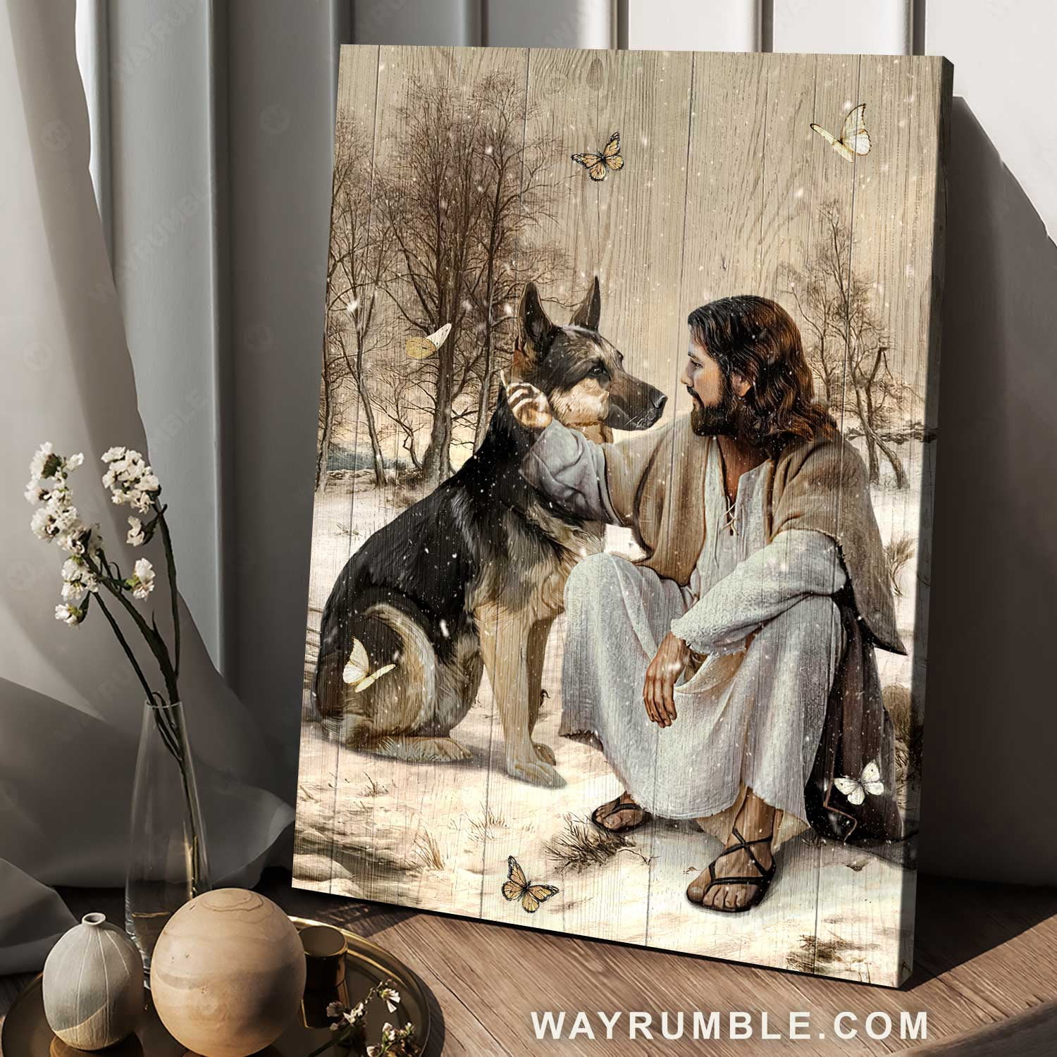 Vintage artwork, Lovely German Shepherd, The passion of Jesus - Jesus ...