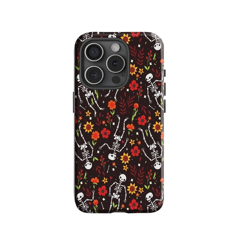 Vintage bloom floral Halloween cottagecore phone case, retro gothic art ...