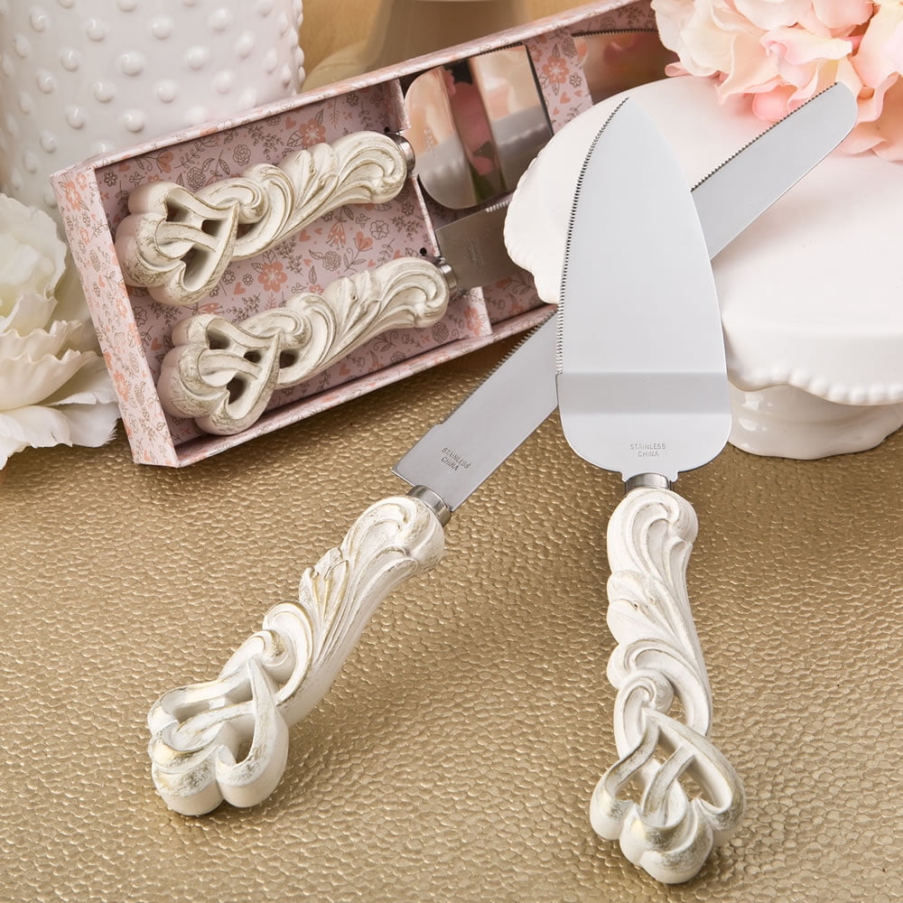 Fashioncraft Vintage Double Heart Wedding Cake Knife and Server Set ...