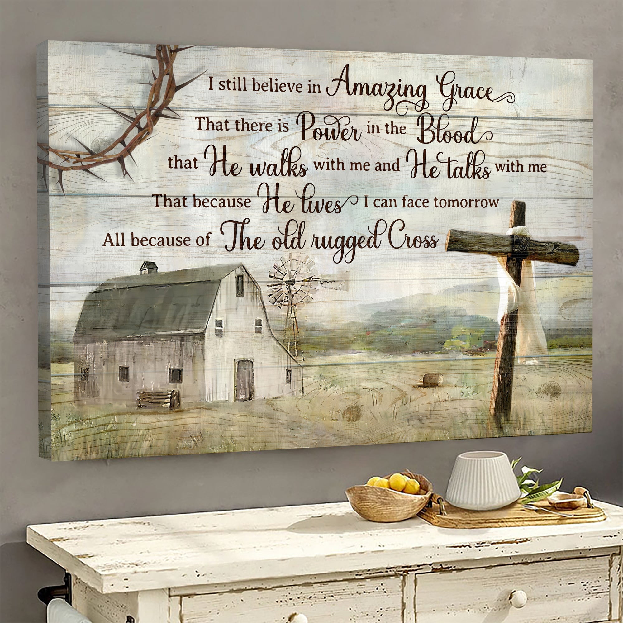 Vintage house, Wooden cross, I still believe in amazing grace - Jesus ...
