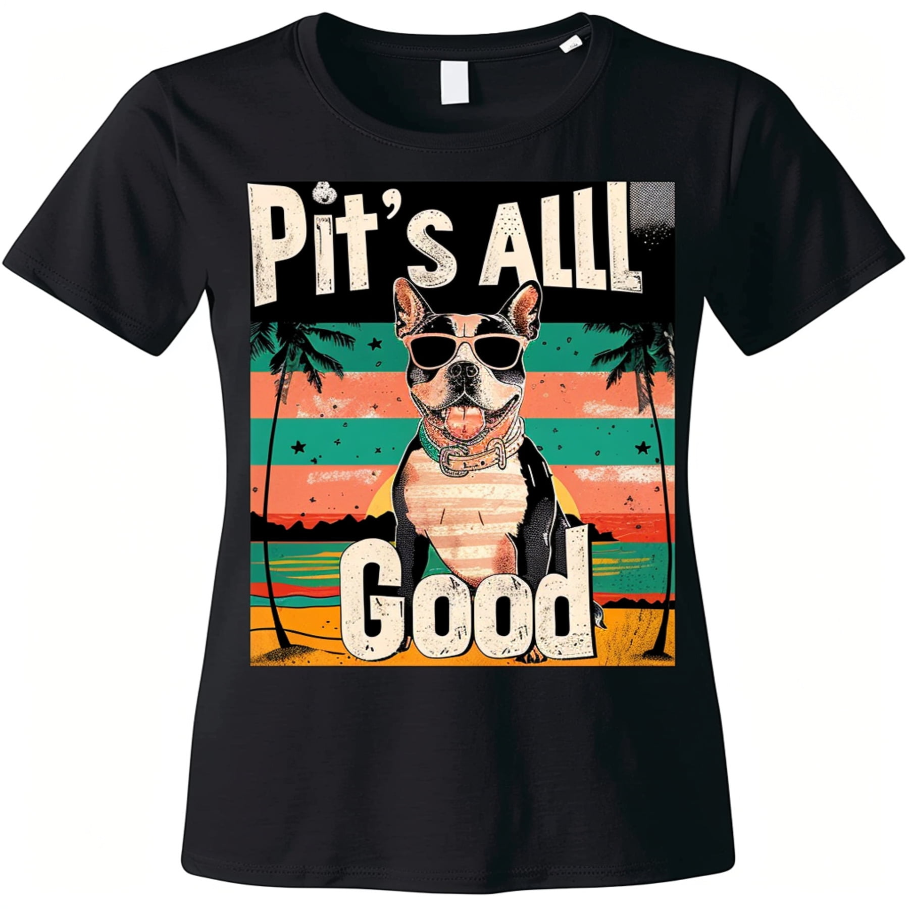 Vintage inspired American design featuring a cool female pup in beach ...