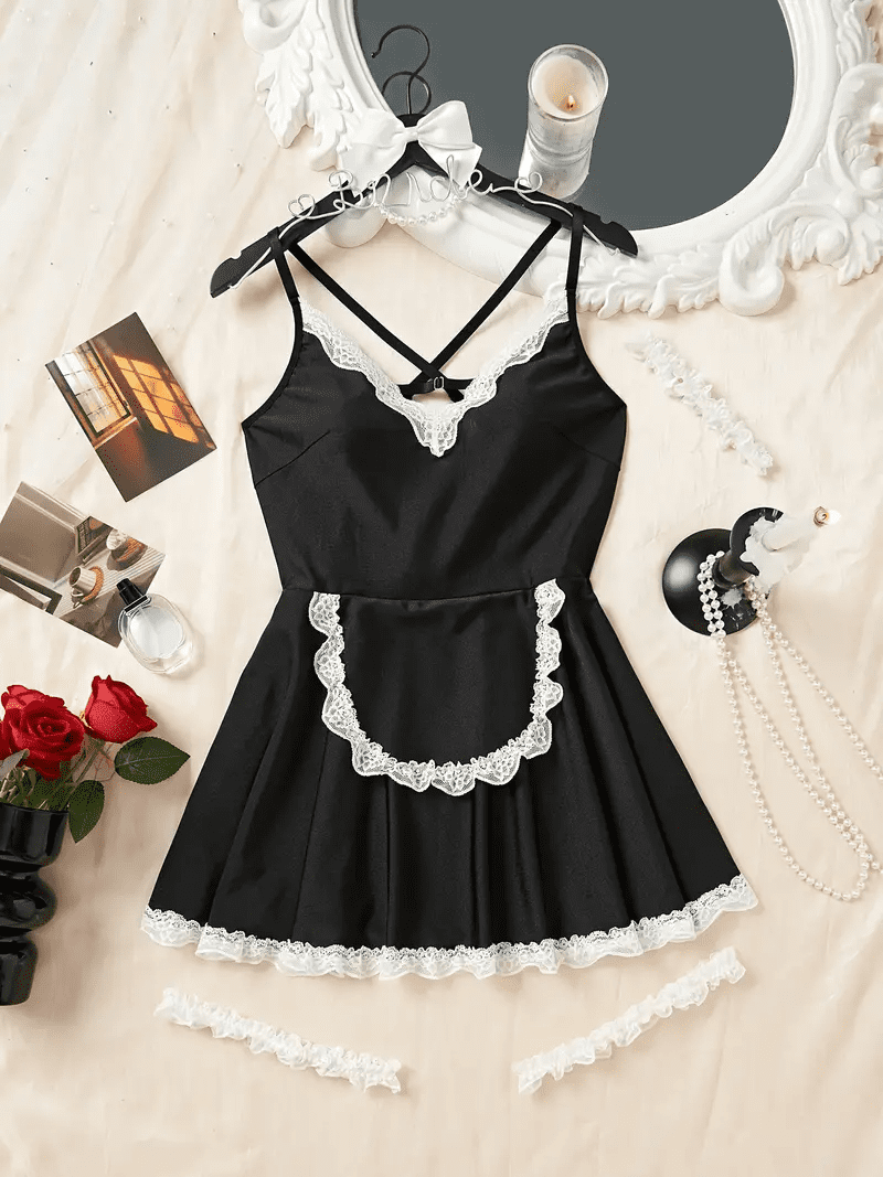 Vintage lace ruffled maid dress | Sweet cosplay outfit+daily date dress ...