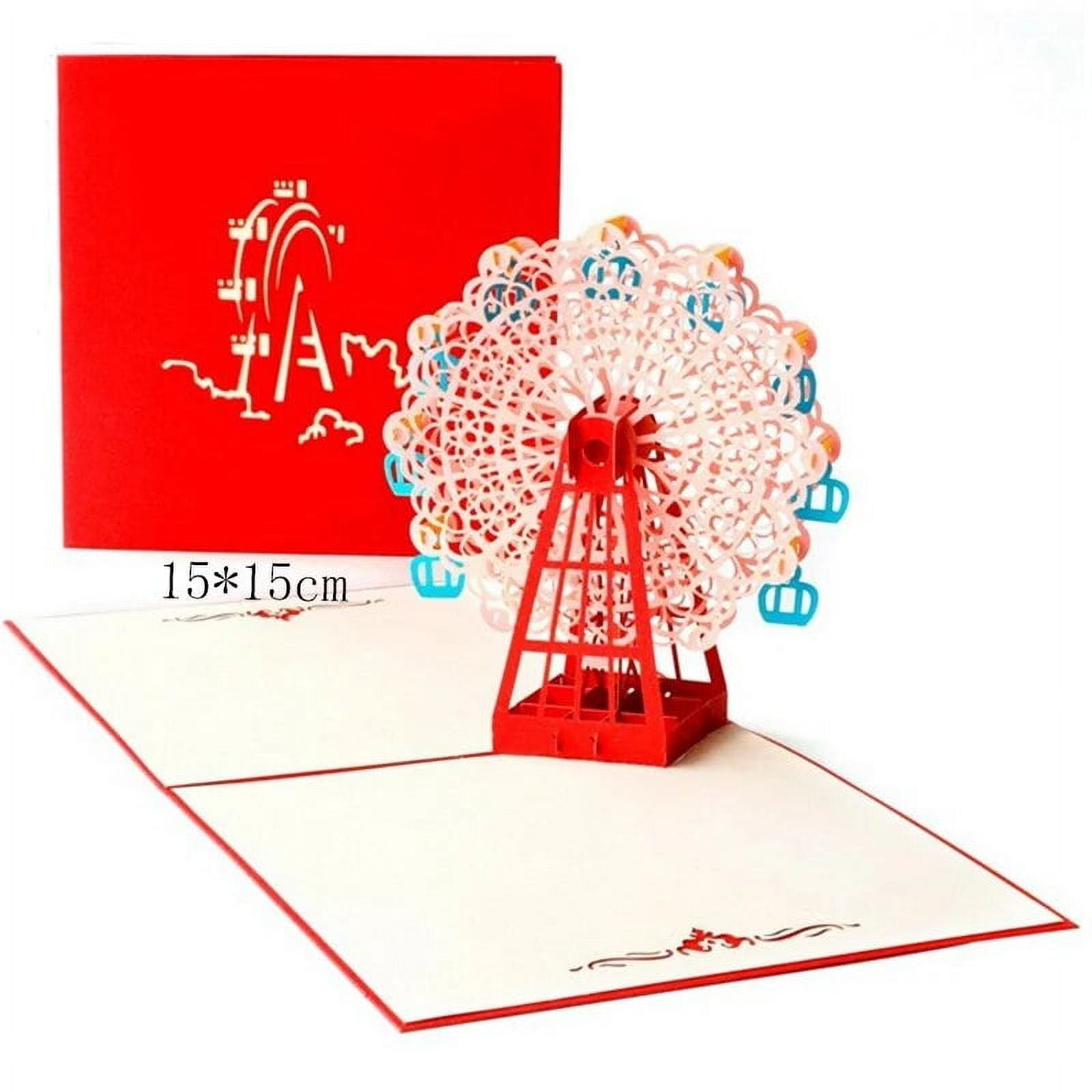 Vintage laser cut happy birthday postcard greeting gift cards 3D blank ...