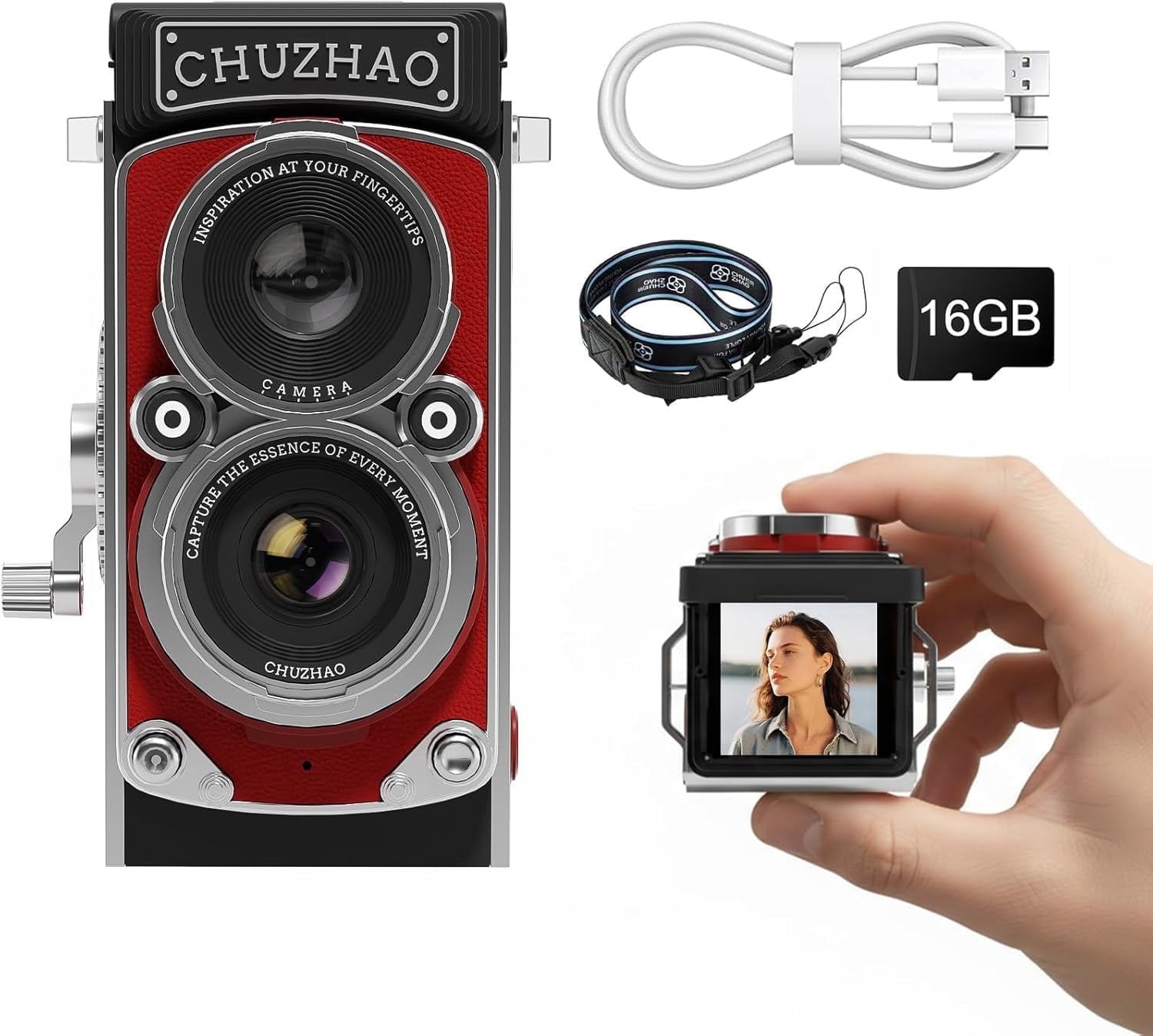 BlueFire, Mini Vintage Digital Camera, 12MP Photos, 1080P FHD Video ...