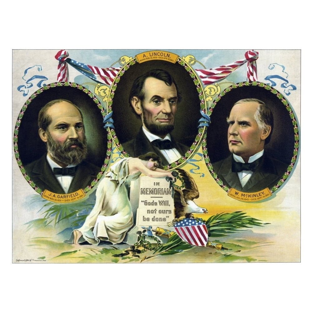 Vintage print of Presidents James Garfield Abraham Lincoln and William ...
