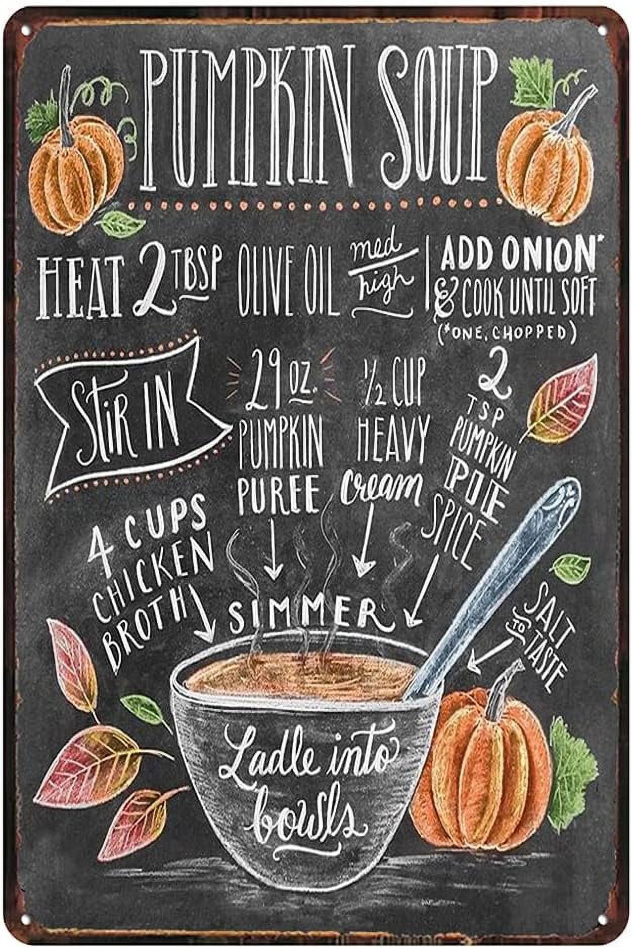 Vintage pumpkin soup Tin Sign - Retro Food Metel Sign - Wall Decor wall ...