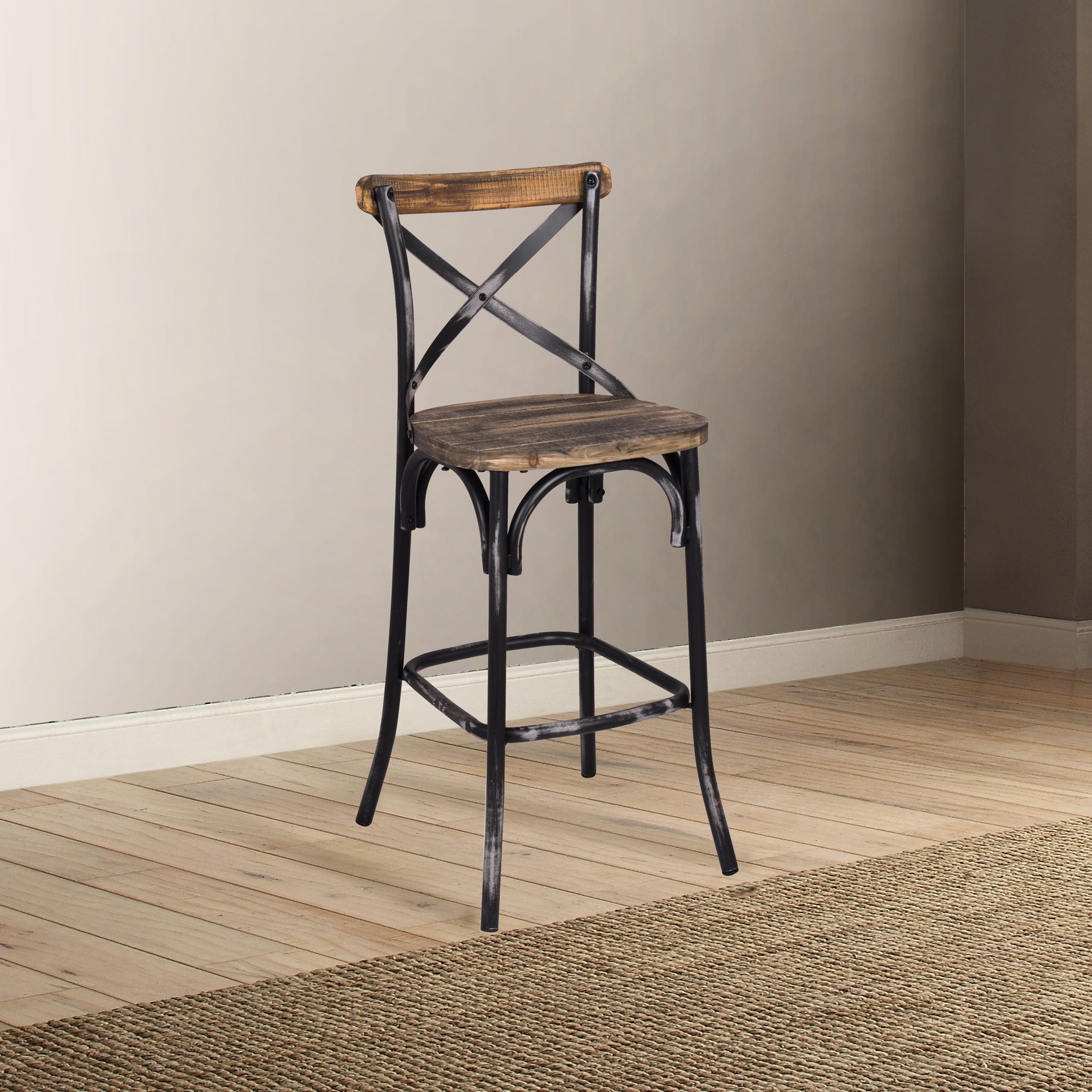 Vintage-style Bar Stool with Cross Back | Adds Classic Touch to Your ...