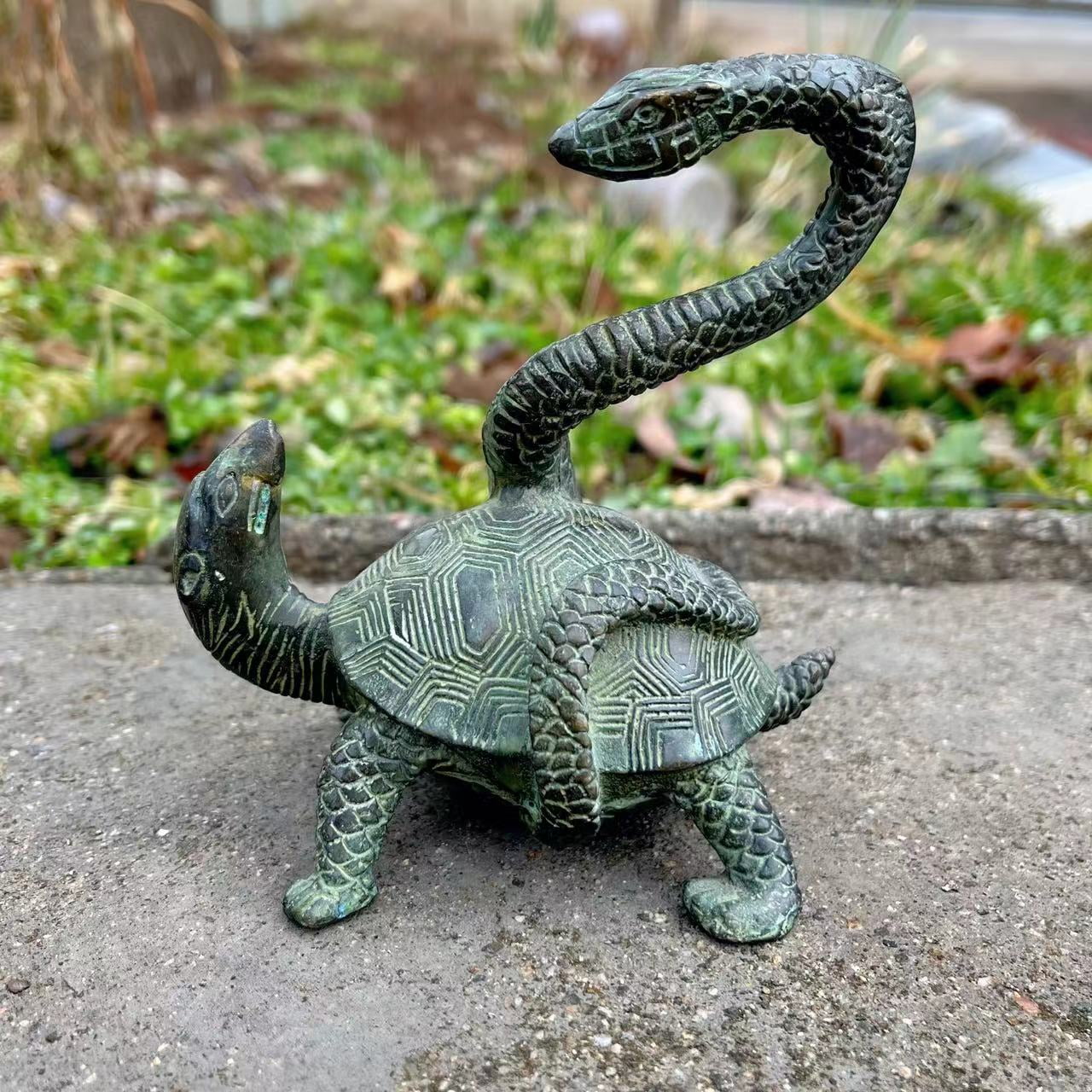 Vintage style Bronze Turtle snake Ritual turtle Figurine Statue,"XuanWu ...