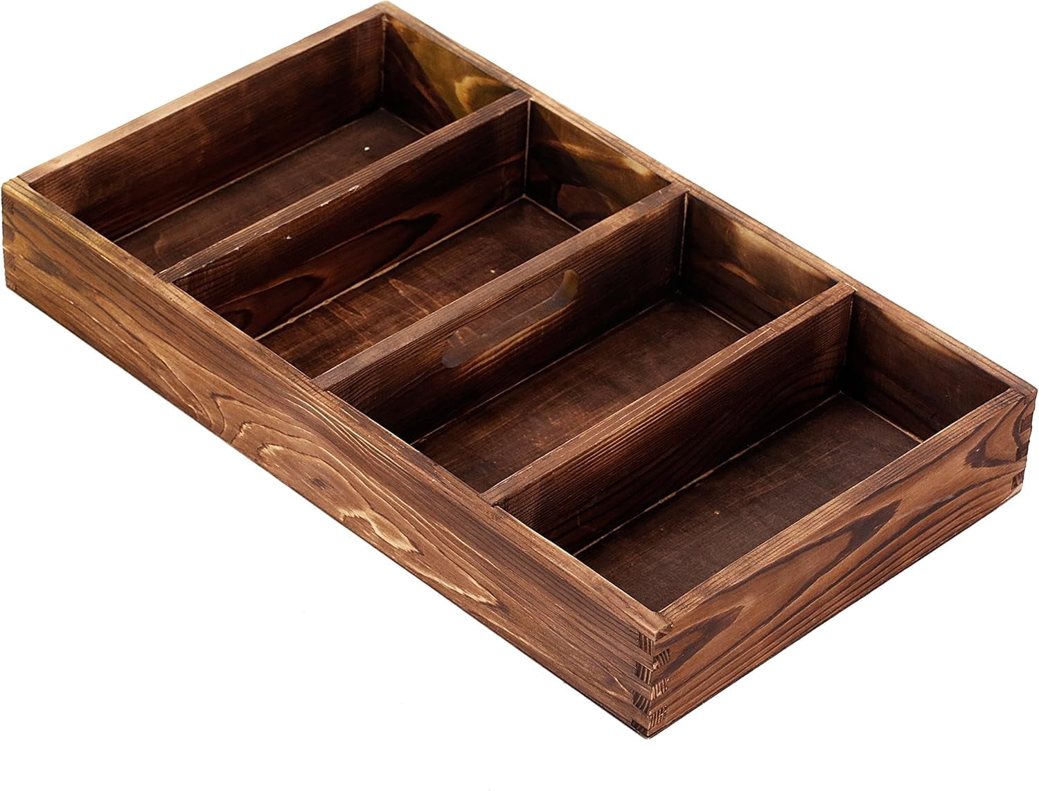 Vintage - style Four - compartment Divided Dark Brown Solid Wood ...