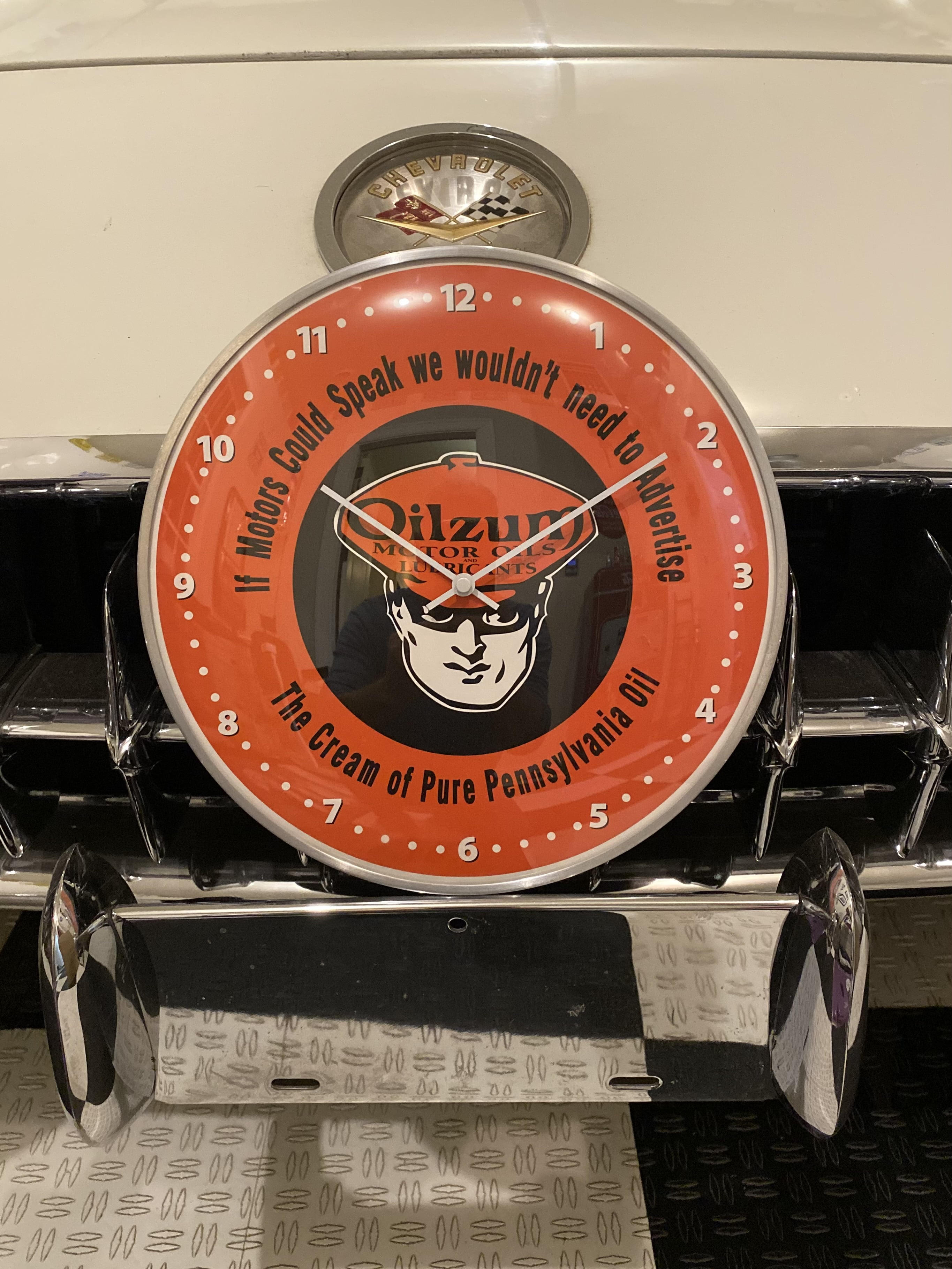 Vintage style OILZUM Gas and OIL Round Clock (12" INCH) NEW with GLASS ...