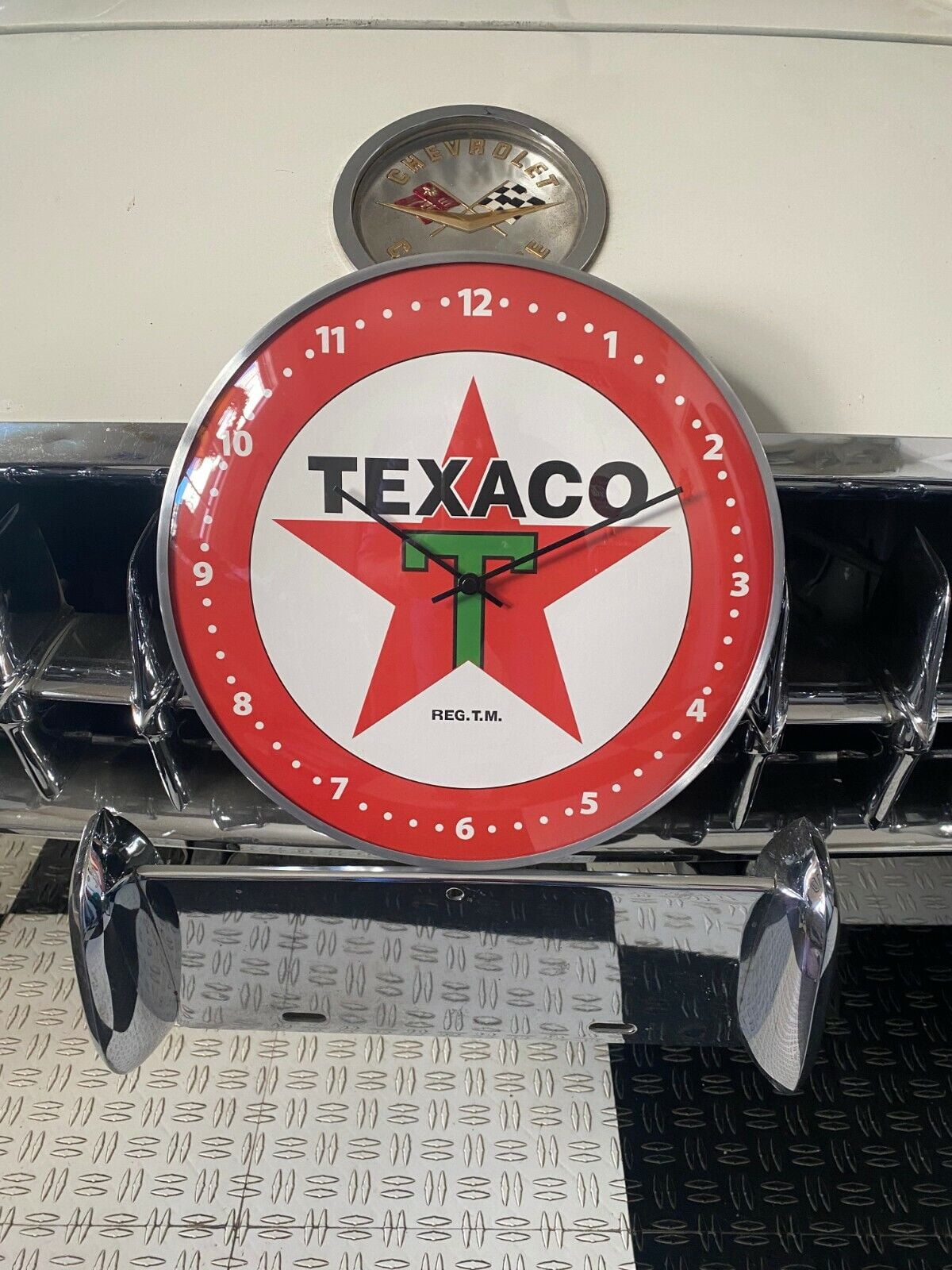 Vintage style TEXACO "T" Star Gas and OIL Round Clock (12" INCH) NEW ...