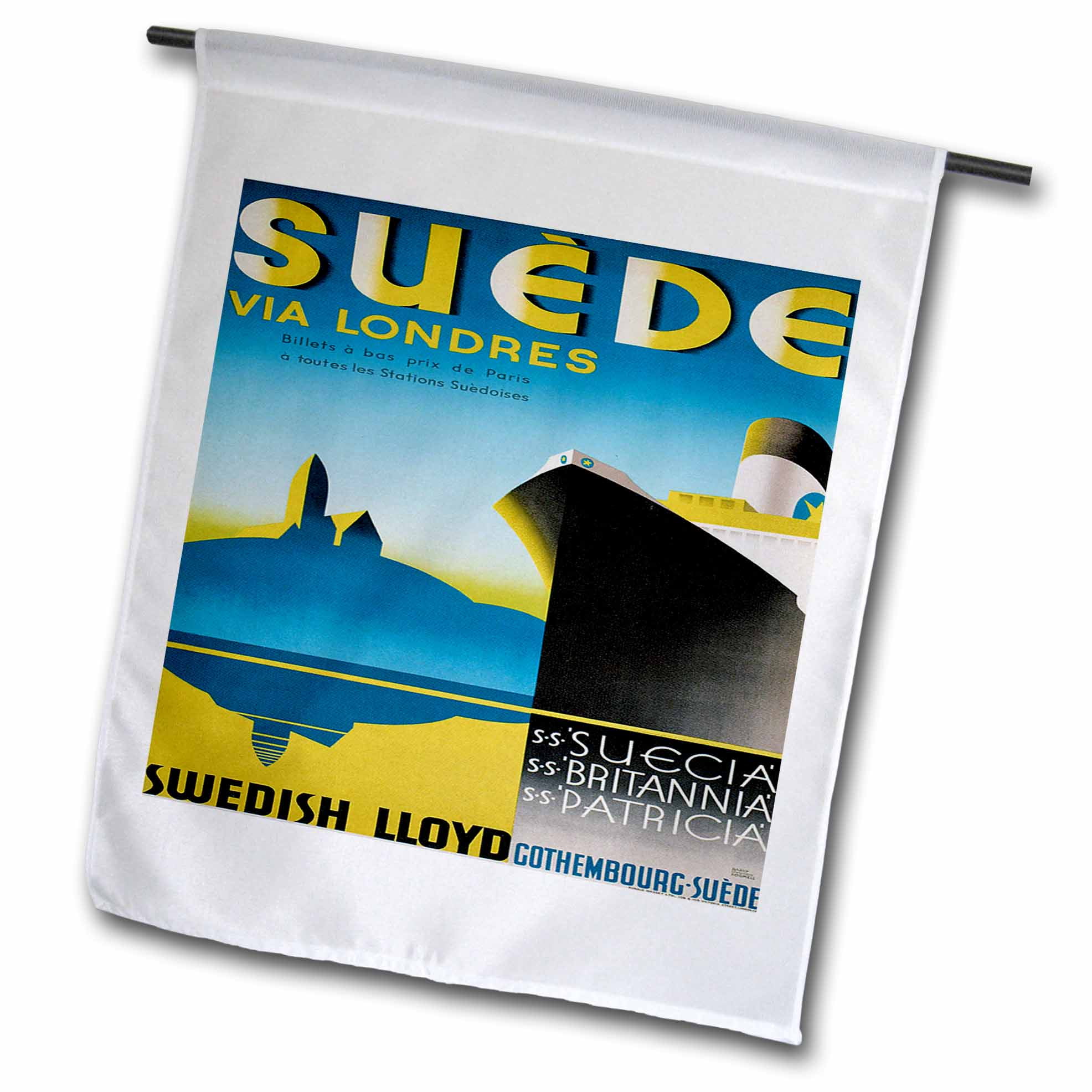 Vintage suede Via Londres Swedish Lloyd Ocean Liner Poster 18 x 27 inch ...