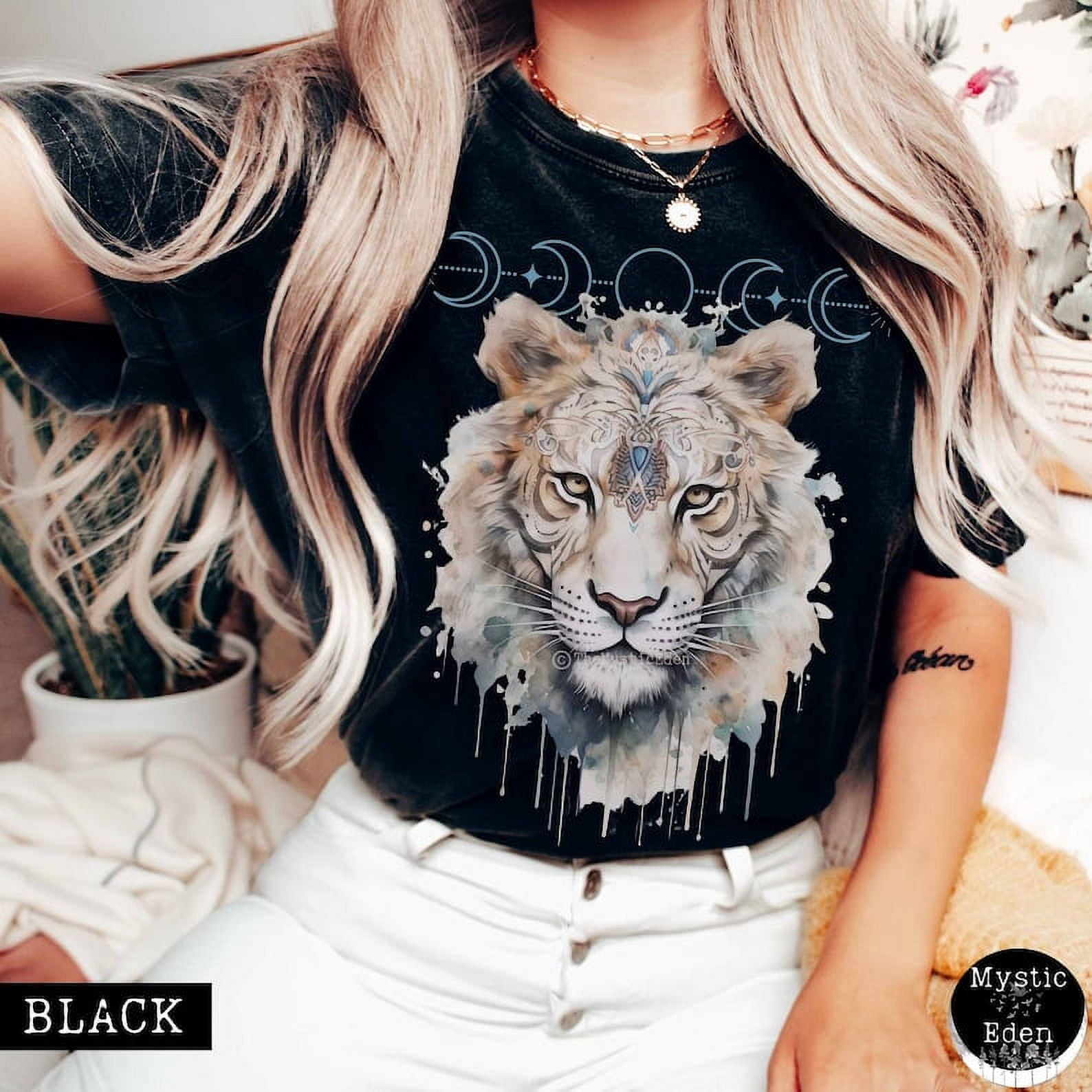 Vintage tiger shirt comfort colors white tiger face tshirt witchy tiger ...